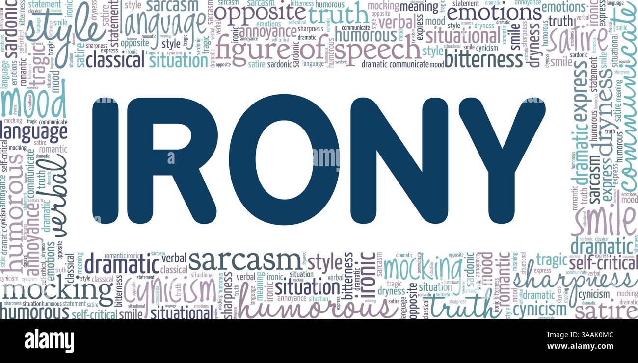 Irony conceptual vector illustration word cloud isolated on white ...