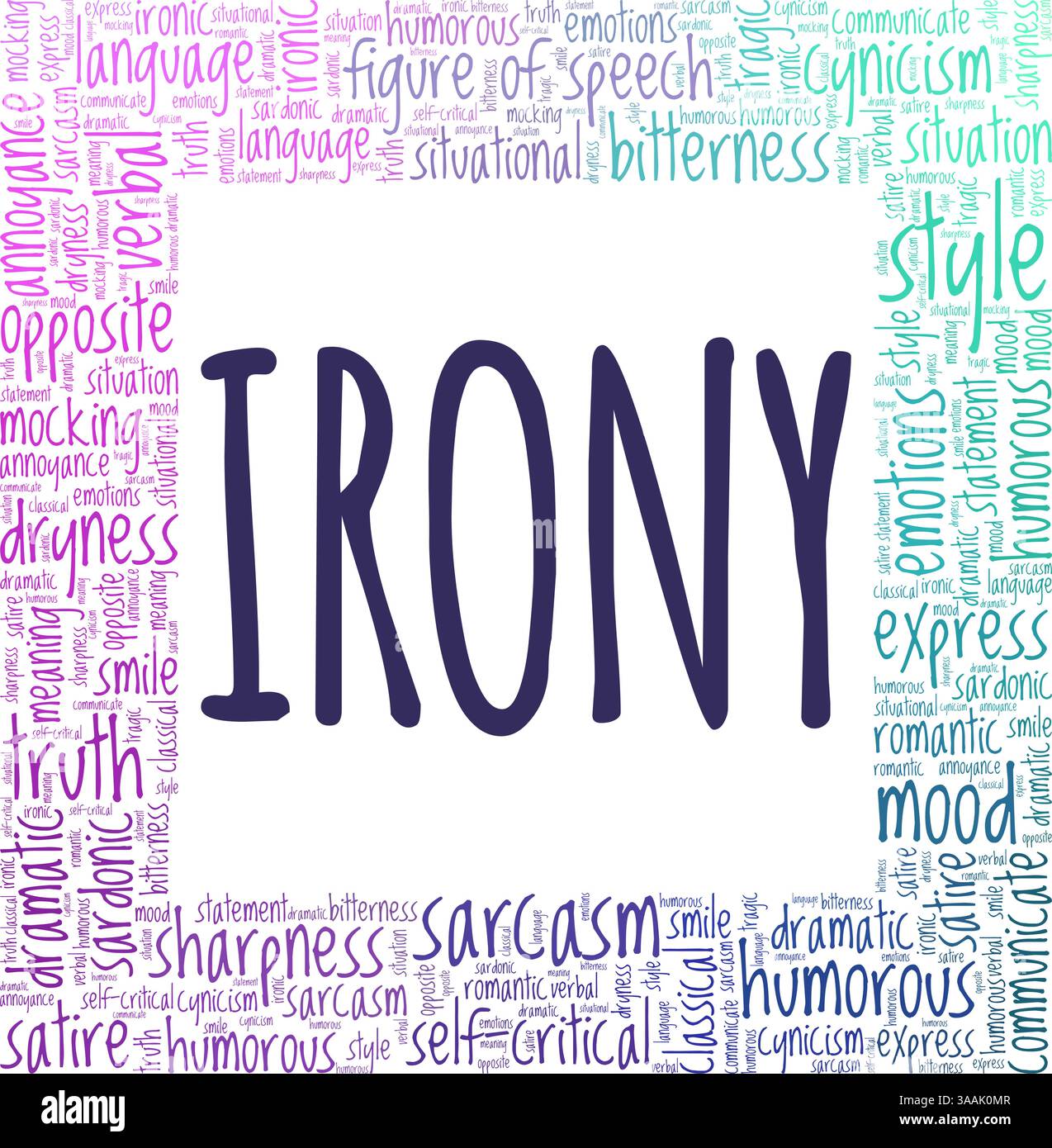 Irony conceptual vector illustration word cloud isolated on white ...