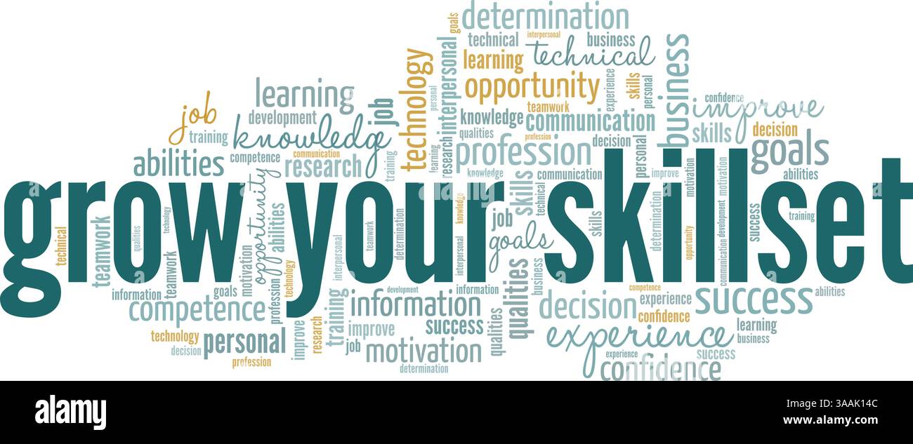 Grow Your Skill Set conceptual vector illustration word cloud isolated ...