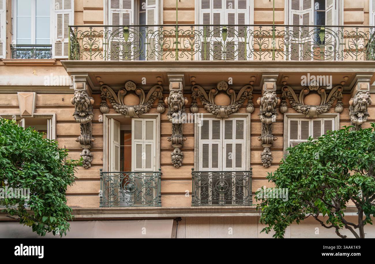 House facade seen at Monte Carlo in Monaco, a sovereign city-state and ...