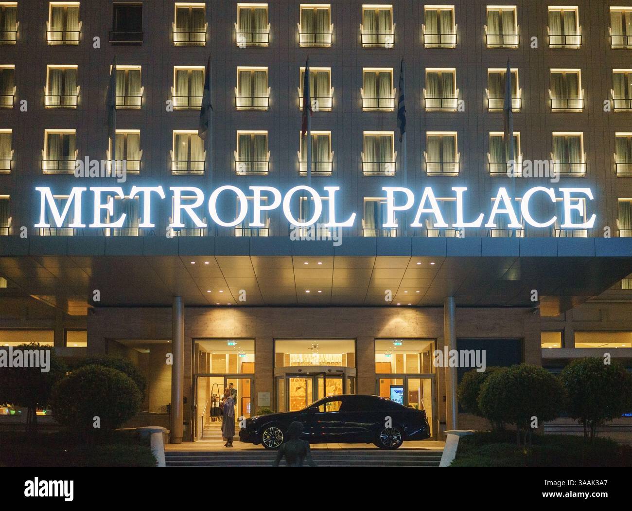 Belgrade, Serbia - March 14, 2025: Entrance to the Metropol Palace ...