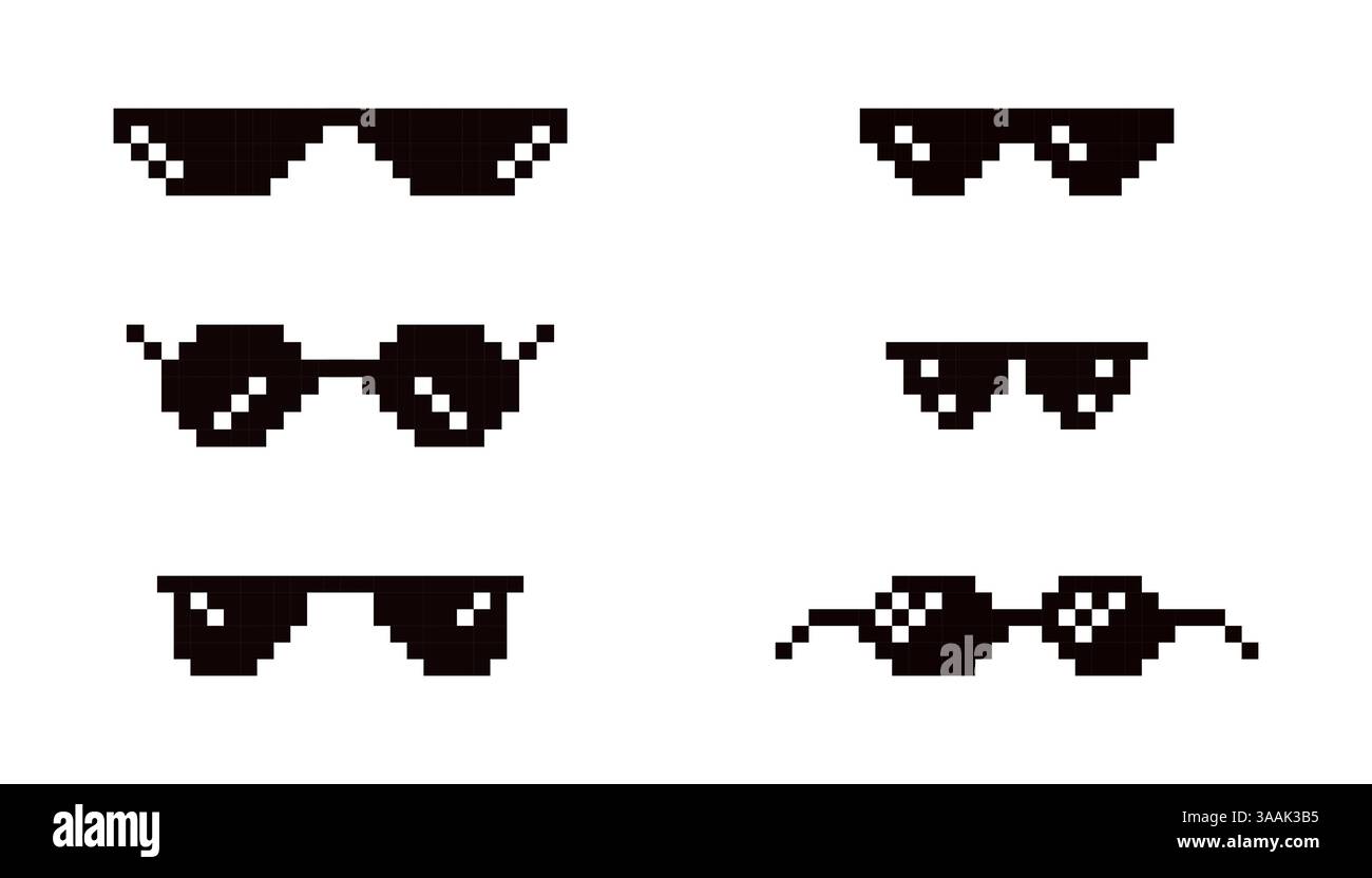 Pixel glasses 8 bit y2k, sunglasses. Meme icon, googgles. Mafia meme ...