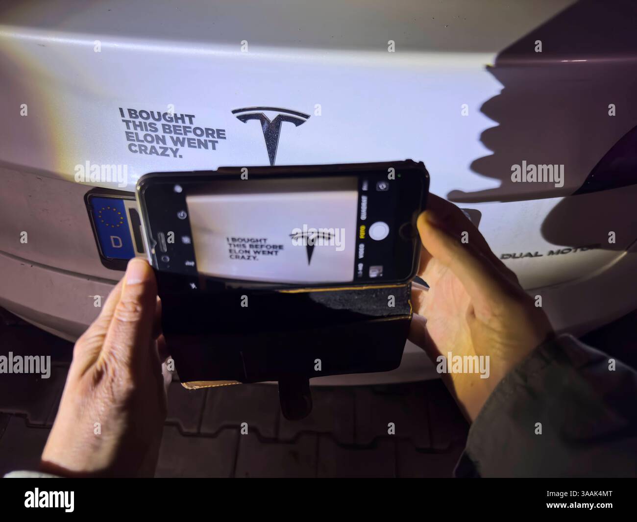 Tesla sticker I bought this before Elon went crazy on a Tesla car ...