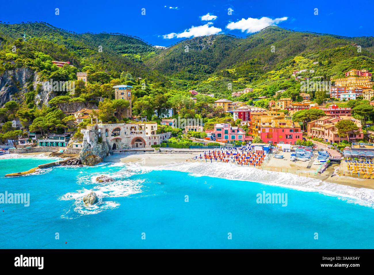 Scenic view of Monterosso al Mare, the famous village in Cinque Terre ...