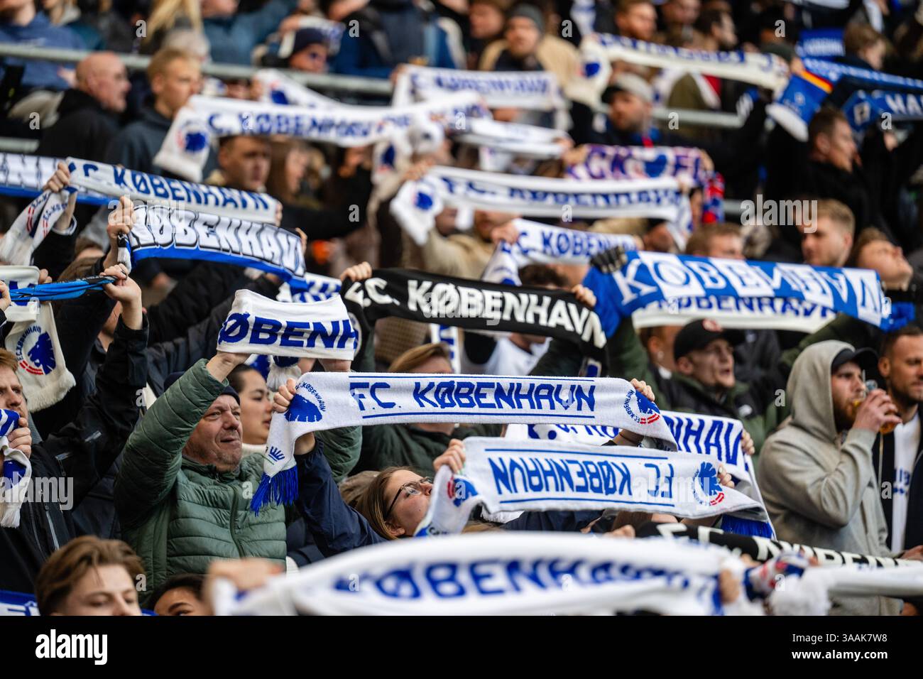 Copenhagen, Denmark. 31st Mar, 2025. Football fans of FC Copenhagen ...