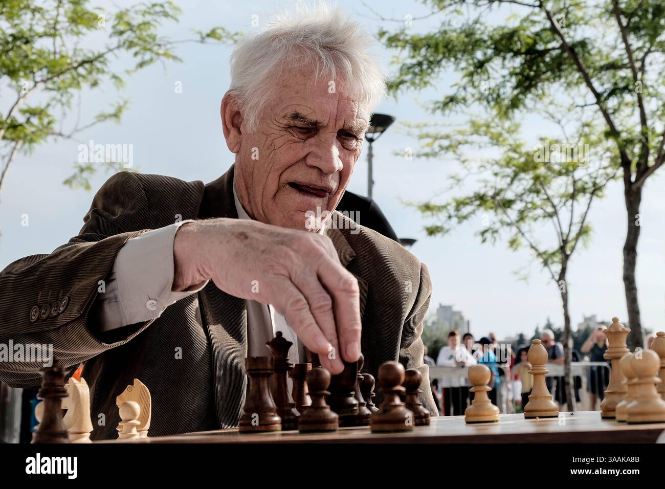 April 30, 2018 - Jerusalem, Israel - Elderly men play a game of chess ...