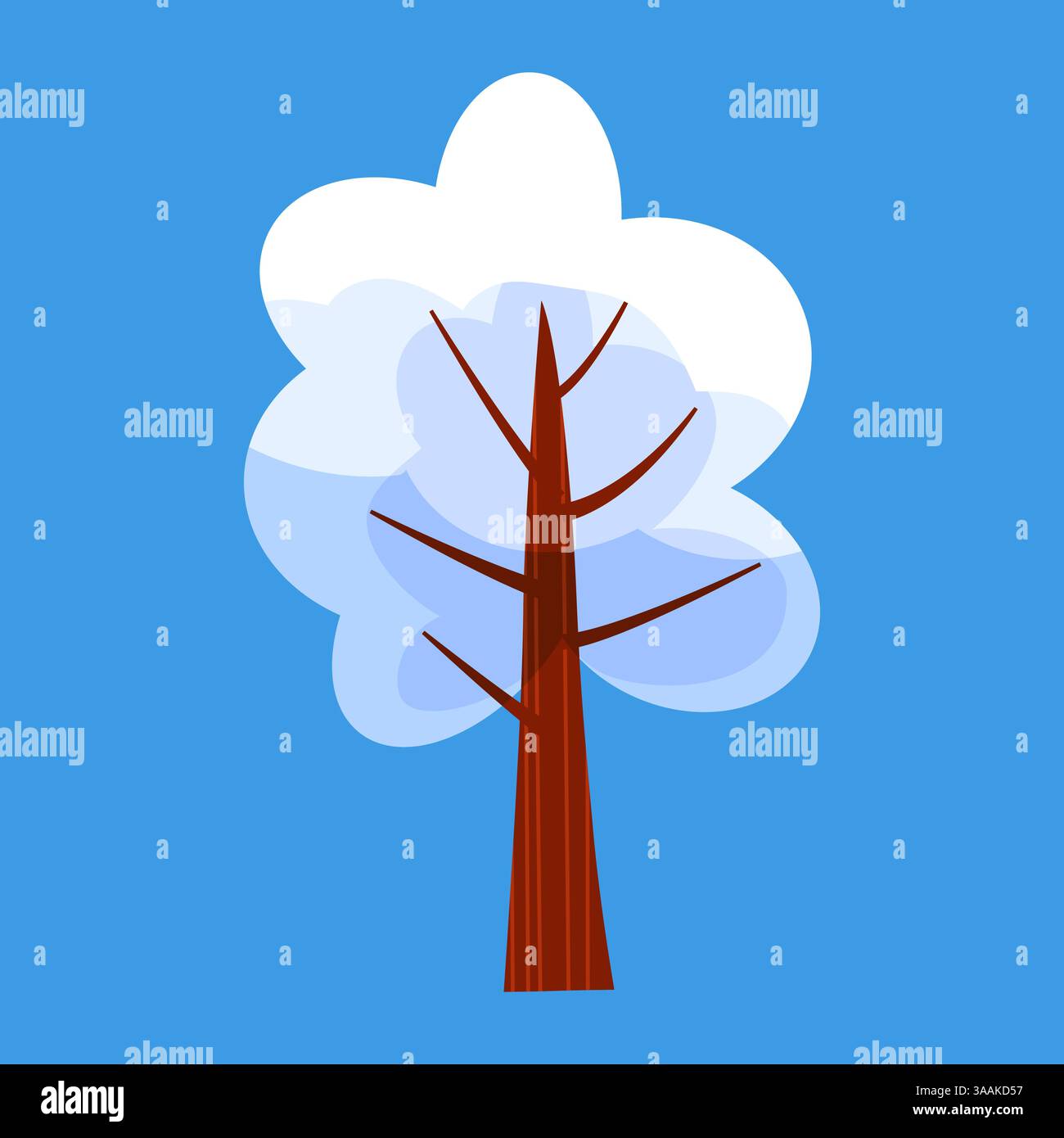 Snow covered tree, cartoon flat style Stock Vector Image & Art - Alamy