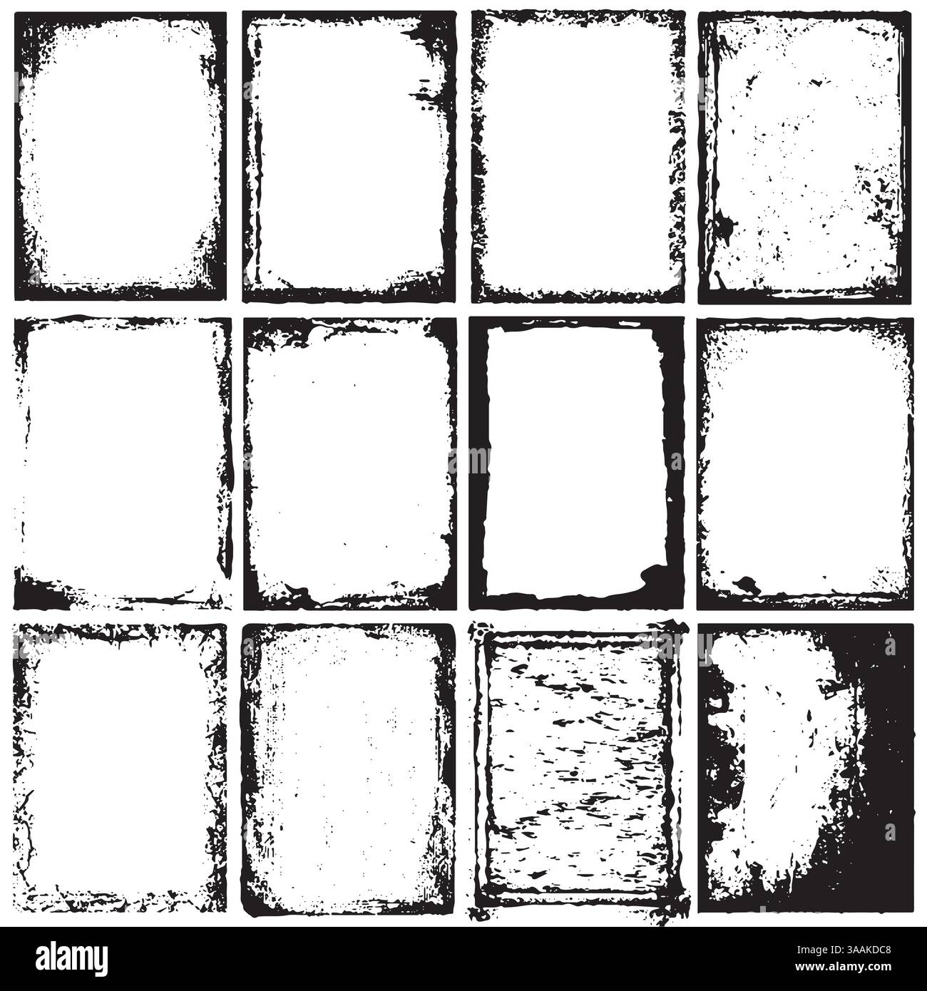 A set of twelve grunge vector frames with stains, scratches and brush strokes Stock Vector Image ...