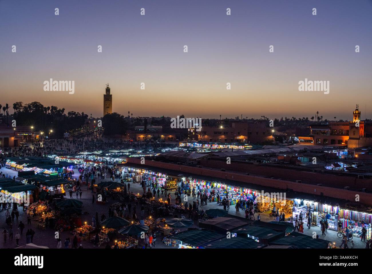Marrakech, Morocco - 17 February 2025 Blue Hour at Jemaa el-Fna in ...