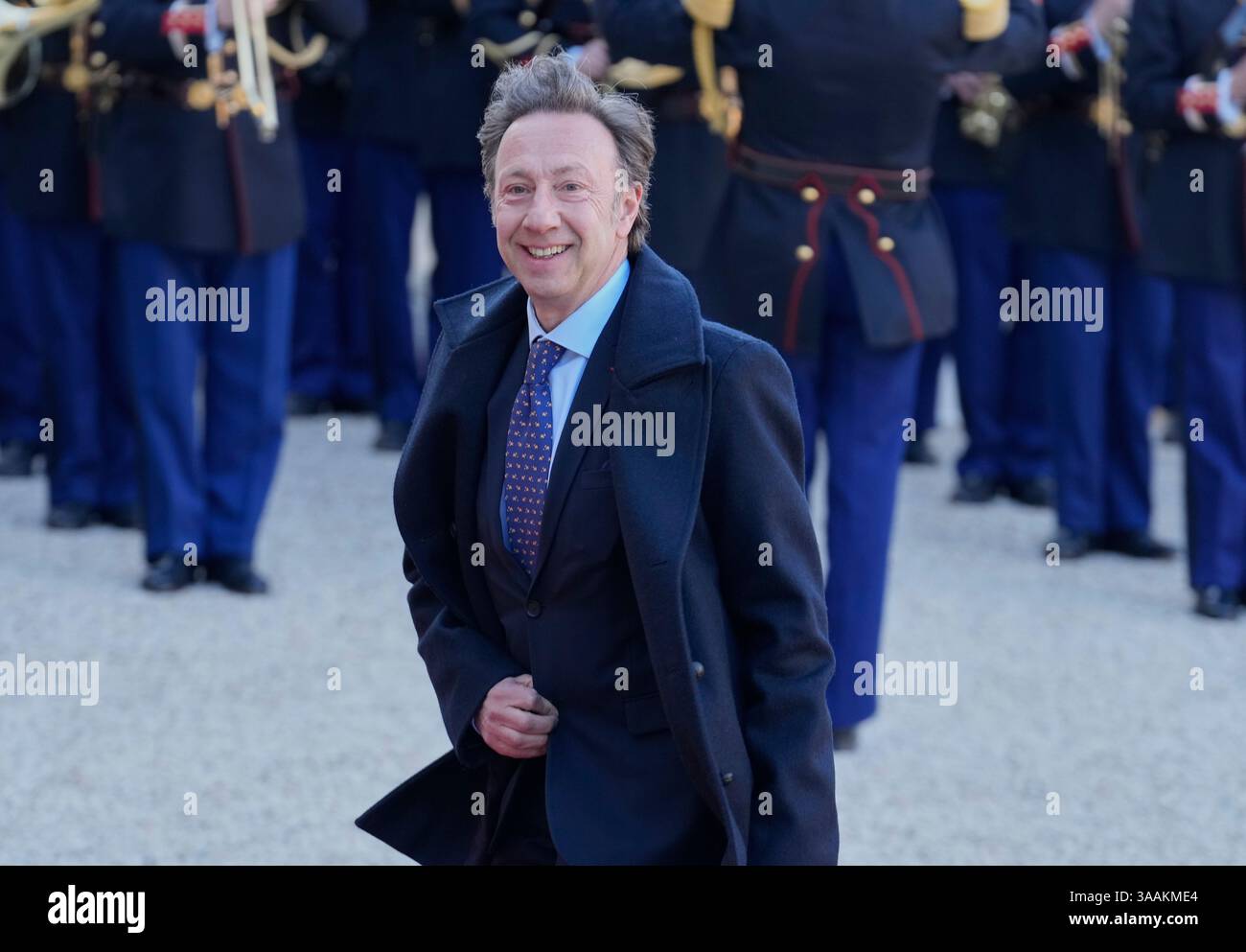 French TV host Stephane Bern arrives for a dinner in honor of Denmark's ...
