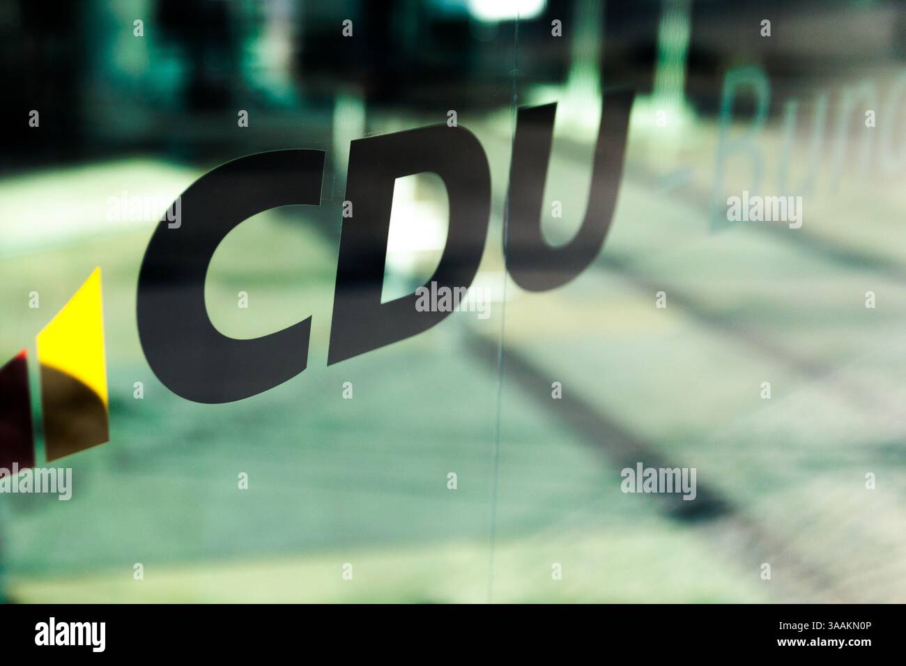 Berlin, Germany. 01st Apr, 2025. The CDU logo is on the front door of ...