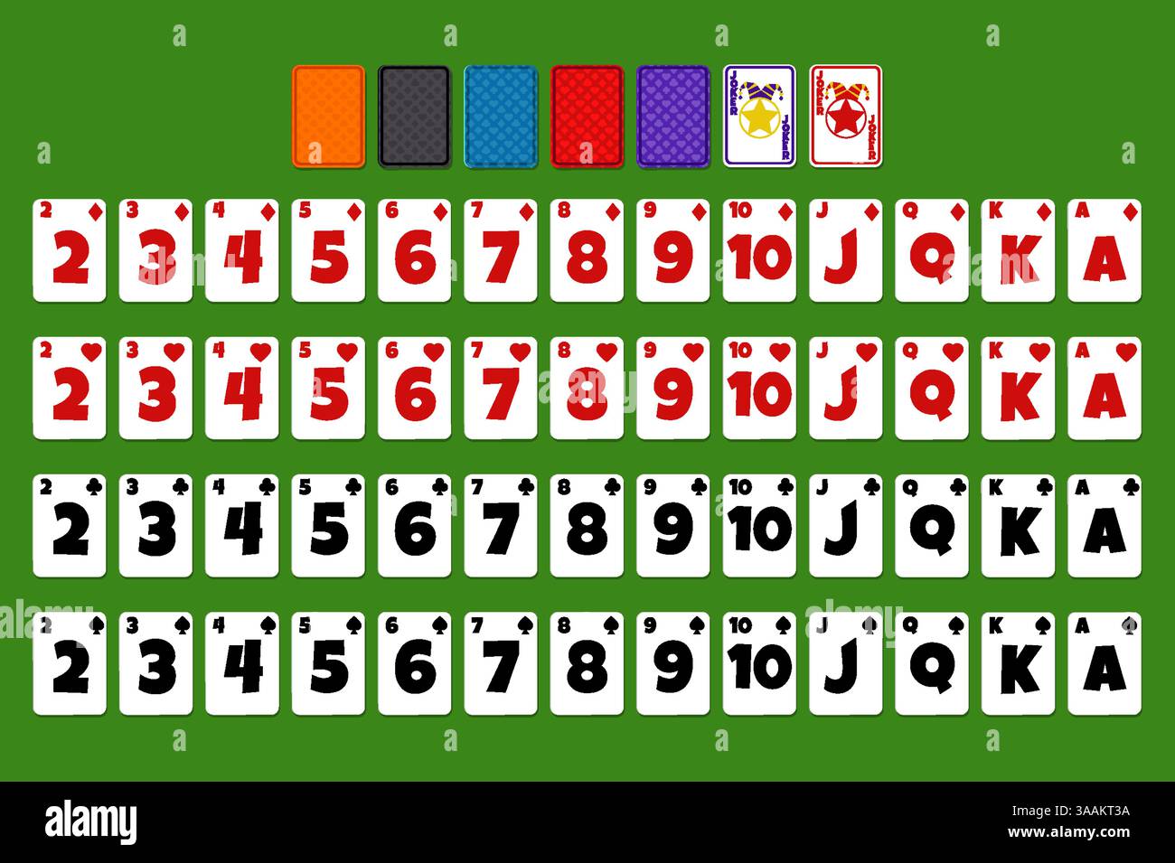 Cartoon Full deck of playing cards. Set with isolated cards for Poker ...