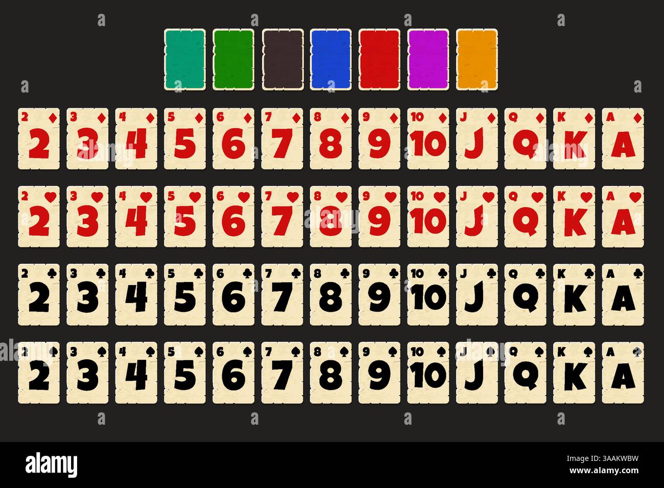 Cartoon Full deck of playing cards. Set with isolated cards for Poker ...