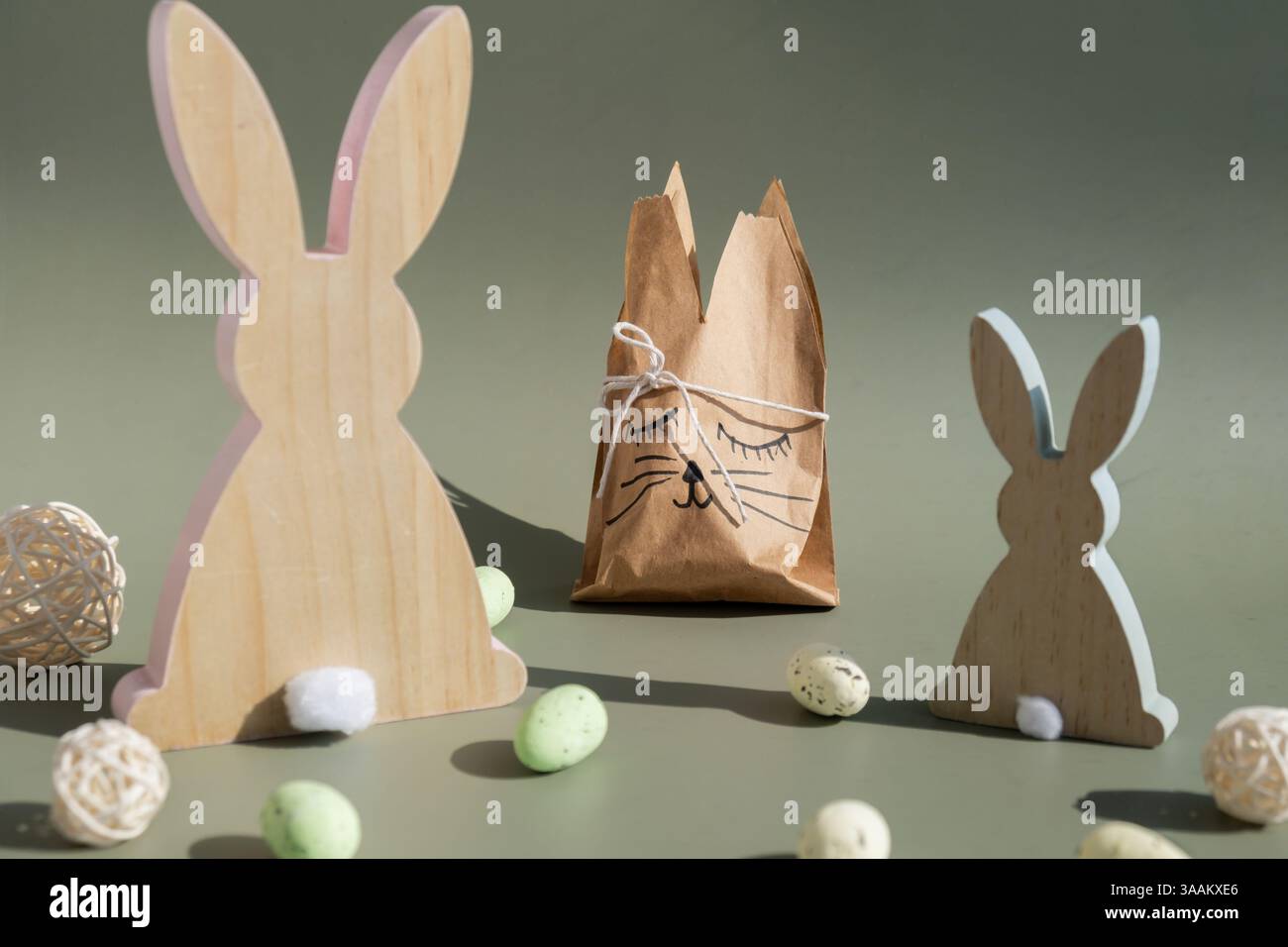 Homemade Easter gift bag rabbit bunny shaped sustainable materials ...