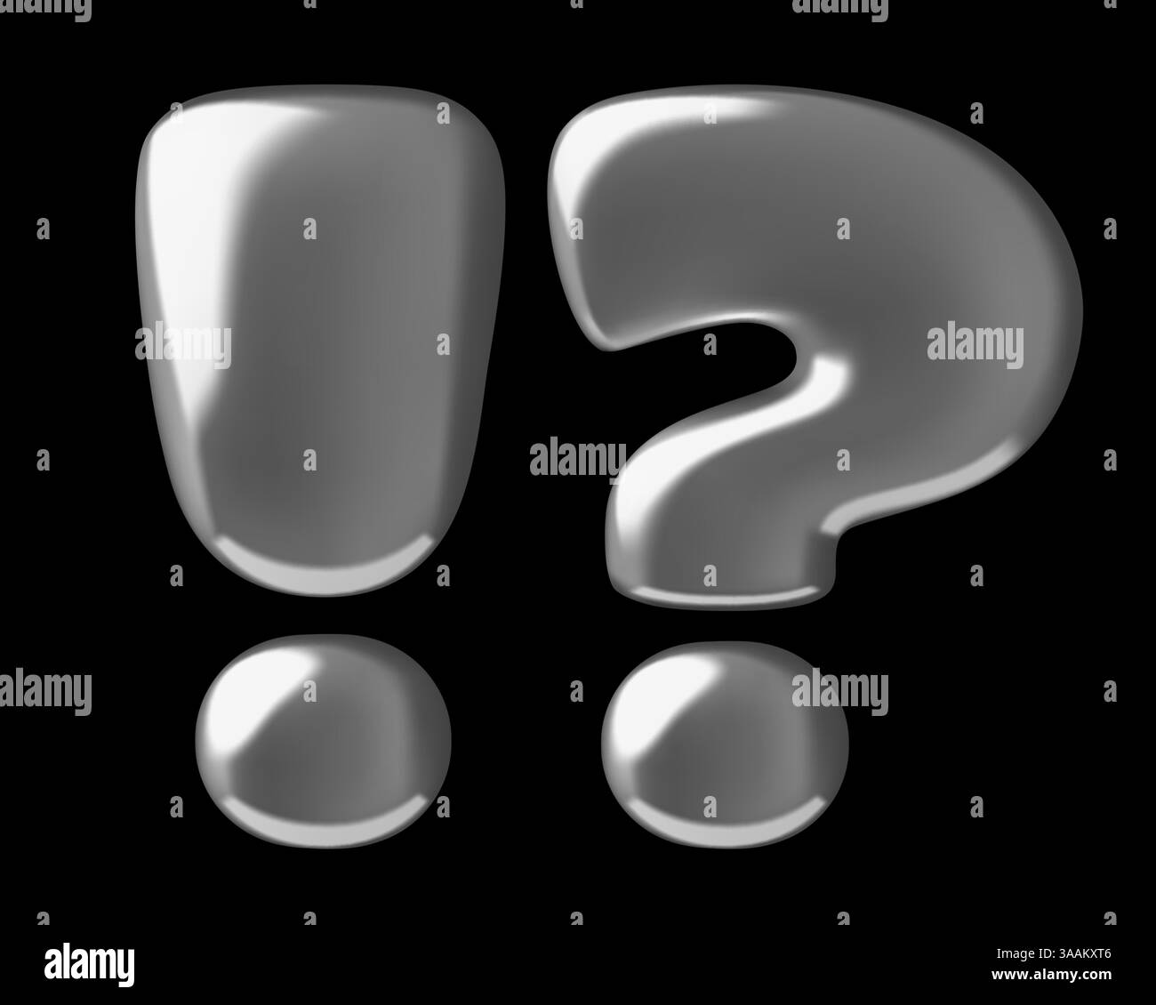 Chrome and silver question mark and exclamation point 3d stickers ...