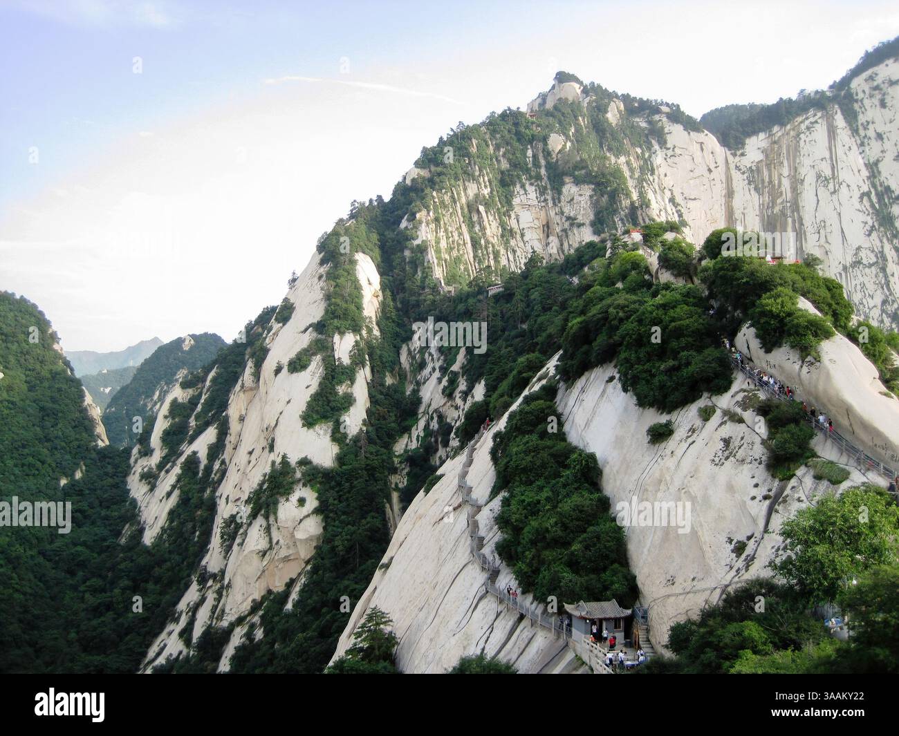 Mount Hua is also called Huashan. Unrecognizable crowd of people ...