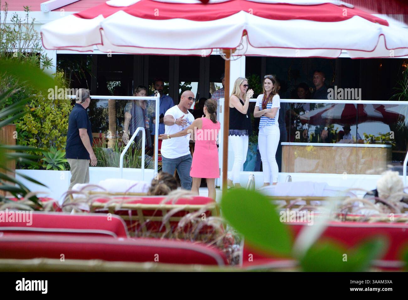 MIAMI BEACH, FL - MAY 13: Dwayne Johnson leaving hotel on May 13, 2017 ...