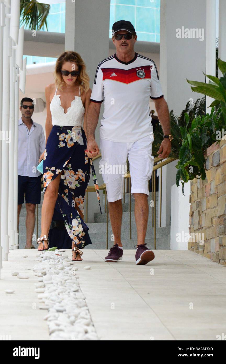 MIAMI BEACH, FL - MAY 13: David Hasselhoff and Hayley Roberts leaving ...