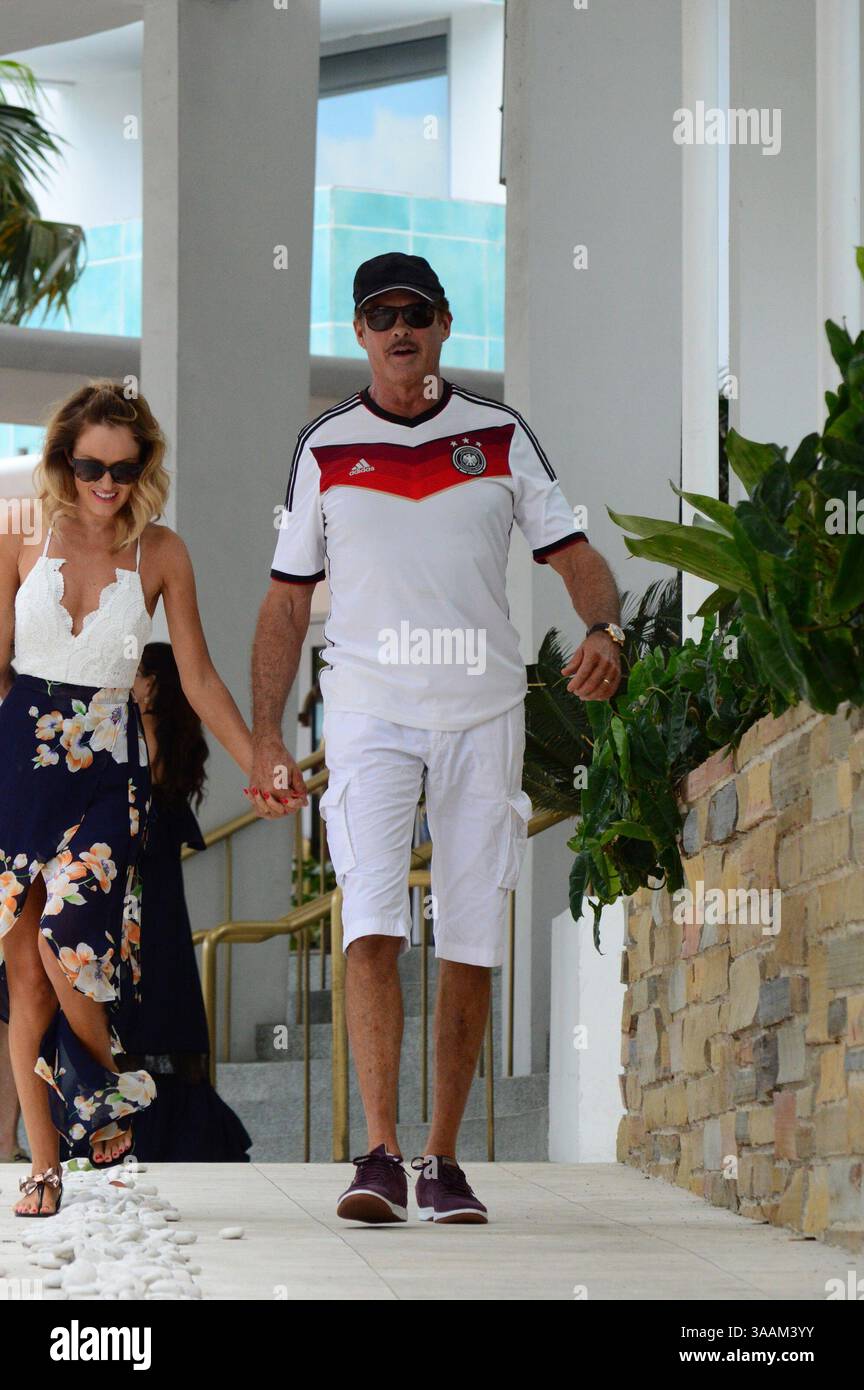 MIAMI BEACH, FL - MAY 13: David Hasselhoff and Hayley Roberts leaving ...
