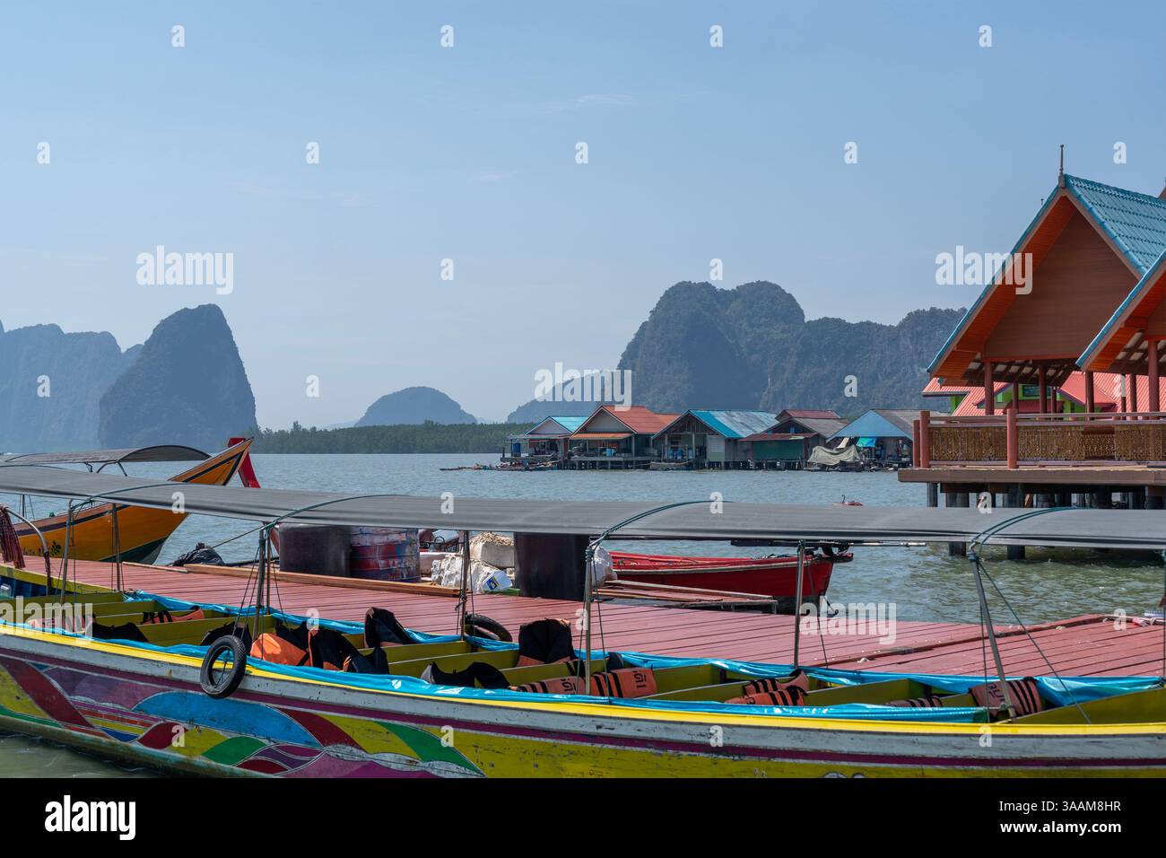 Pier in Ko Panyi or Koh Panyee, fishing village in Strait of Malacca ...