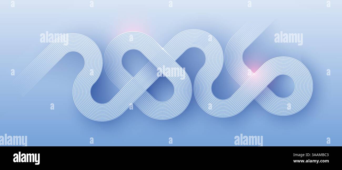 Thin line light blue background in technology elegant style. 2026 wave ...