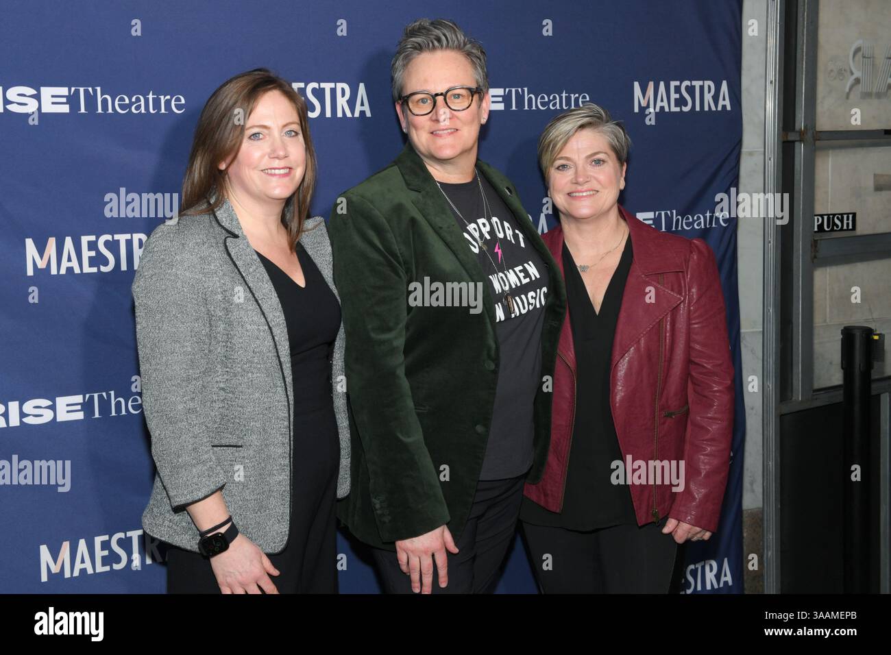 New York, USA. 31st Mar, 2025. Laura Ivey (C) attends Maestra Music's ...