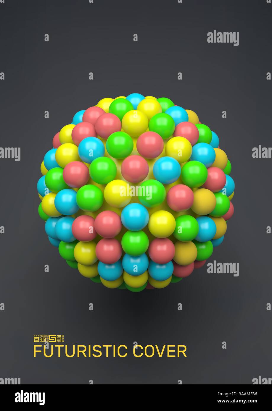 3d abstract spheres composition. Textbook, booklet or notebook mockup ...