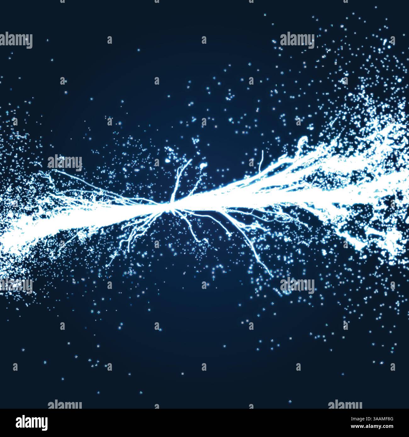 Electricity lighting effects. Array with Dynamic Particles. 3d Futuristic technology style ...
