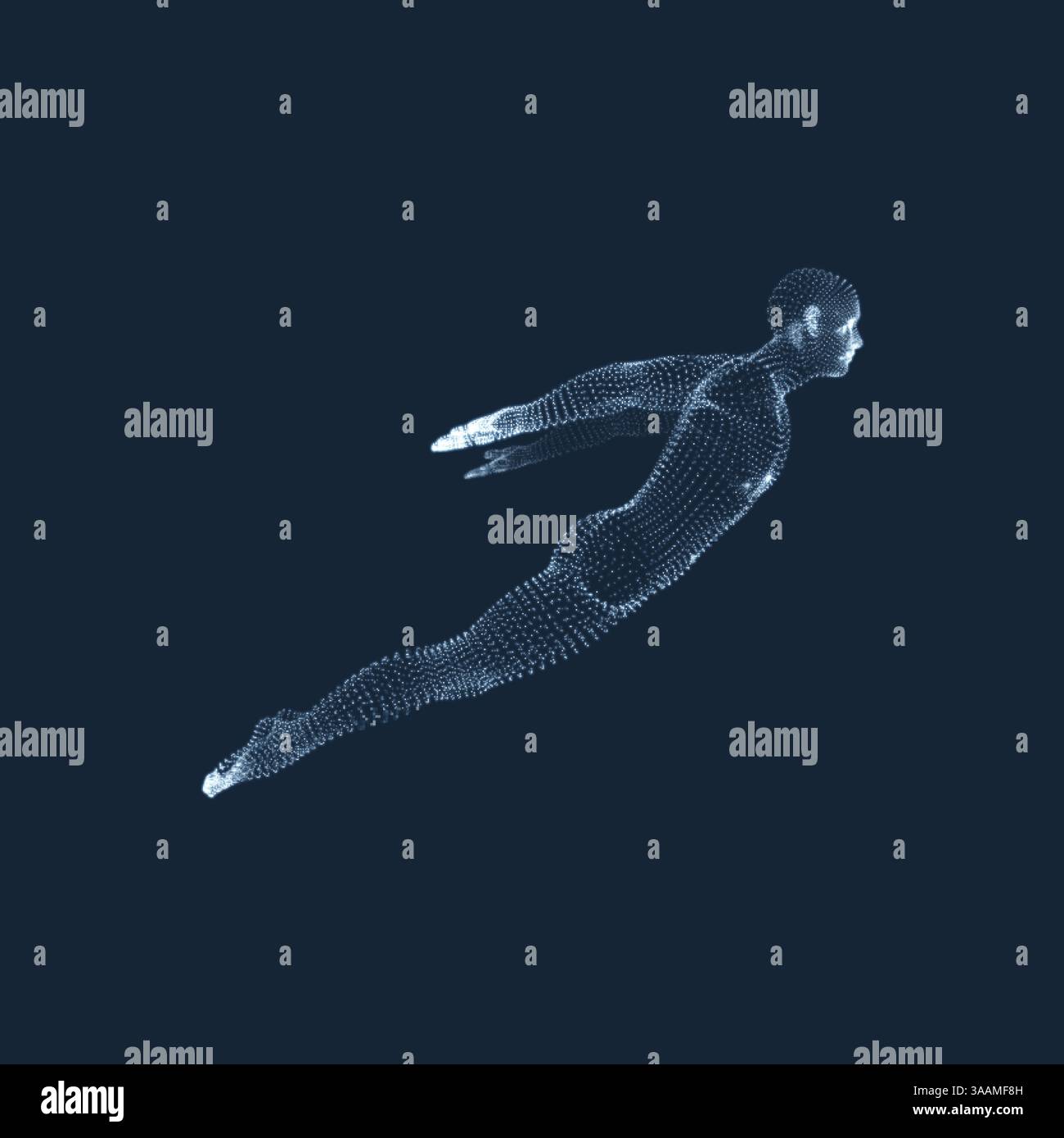 Hovering in Air. Man Floating in the Air. 3D Model of Man. Human Body ...