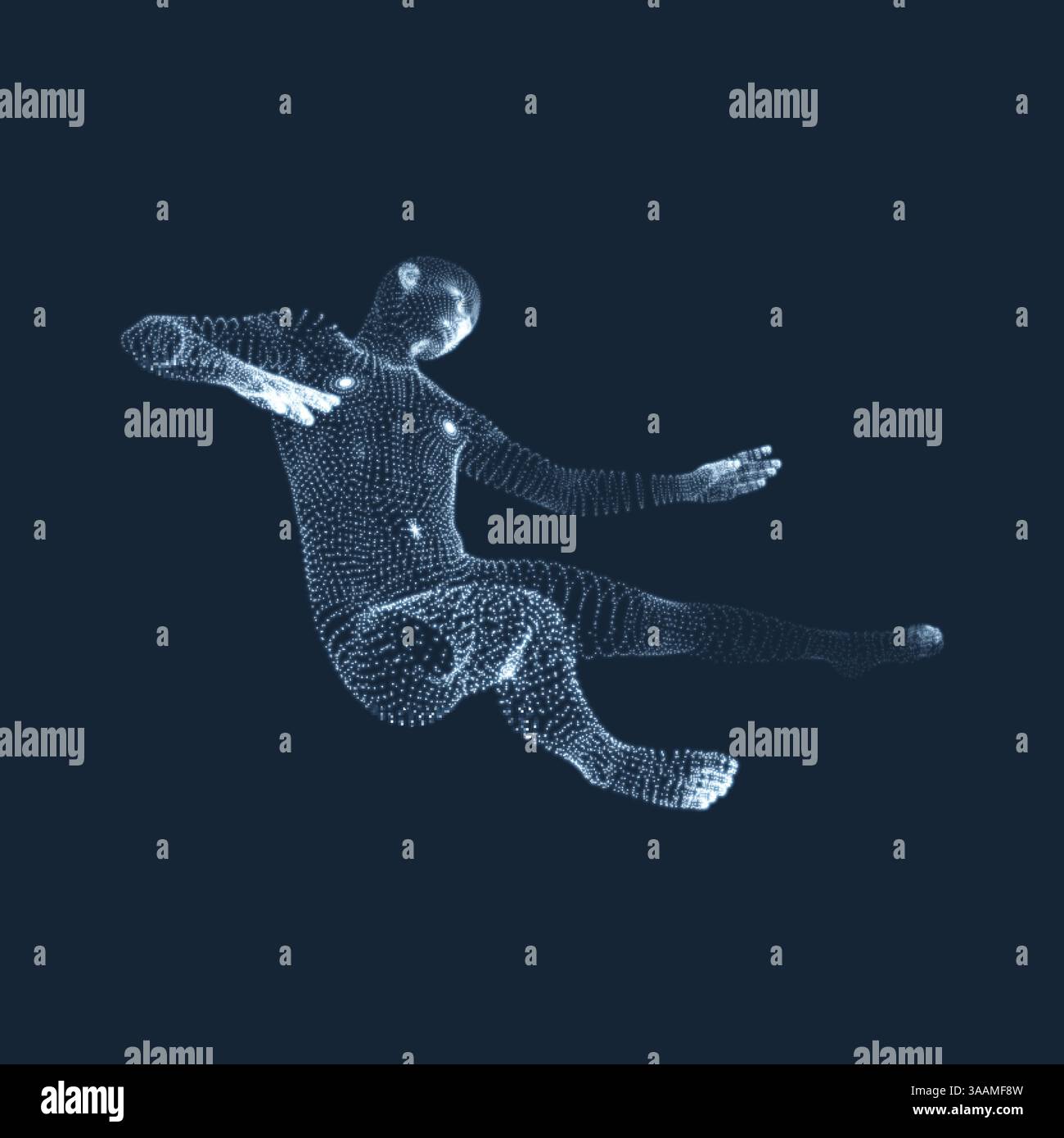 Karate and Kung Fu. Karate Jump Kick. Fighter. 3D Model of Man. Human ...