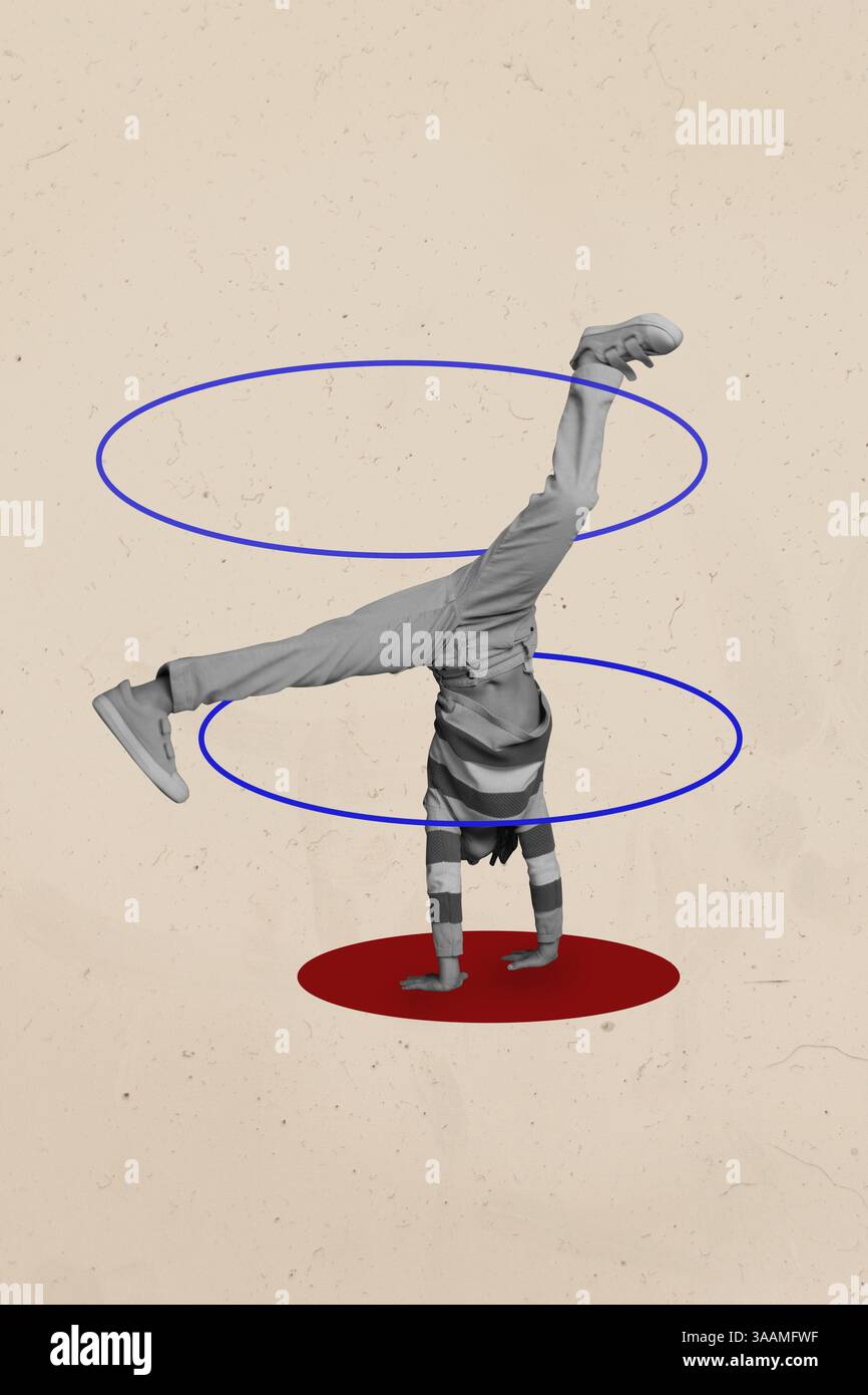 Creative composite sketch design artwork collage of coopyspace acrobat ...