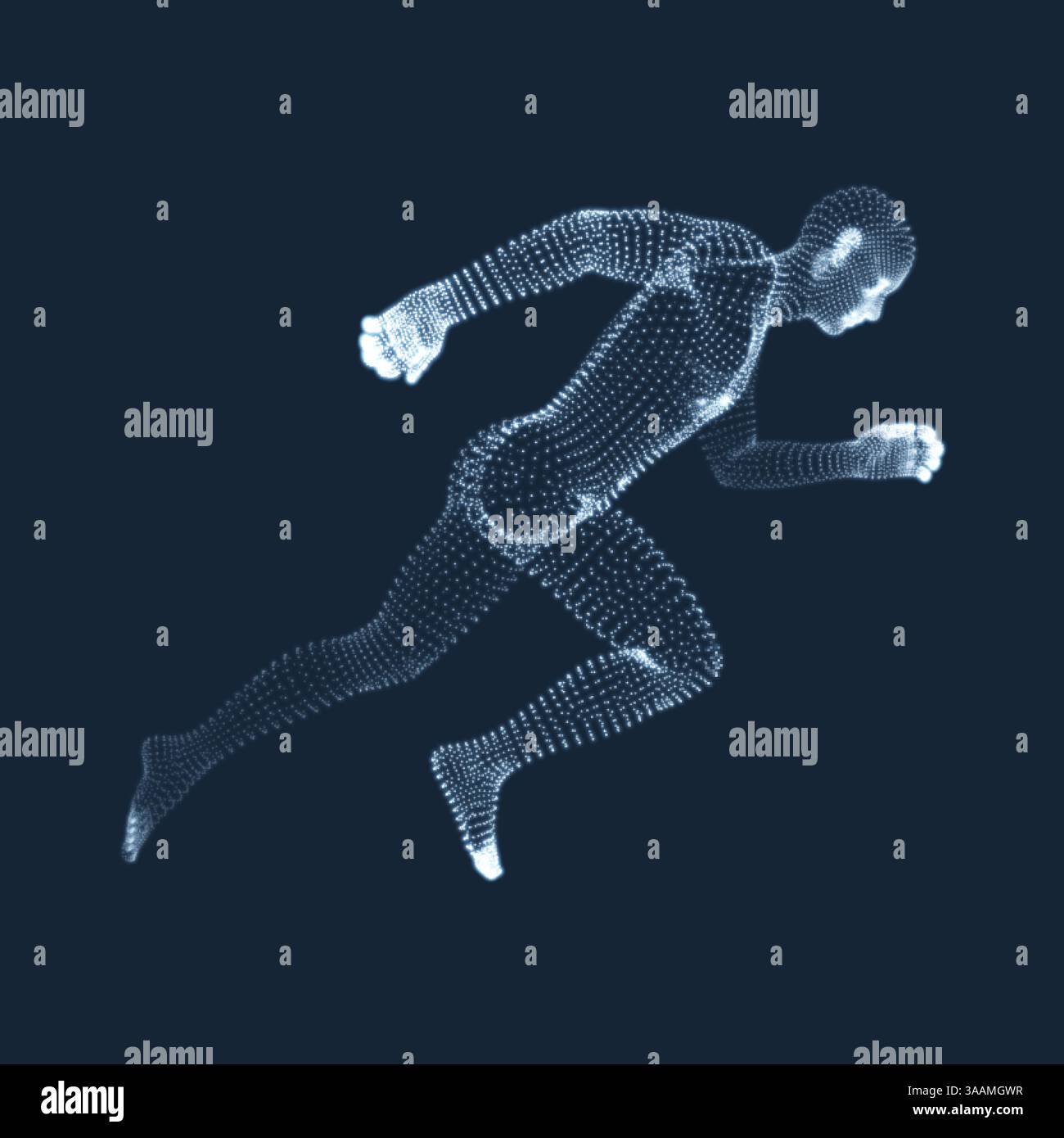 Running Man. Vector Graphics Composed of Particles. 3D Model of Man ...