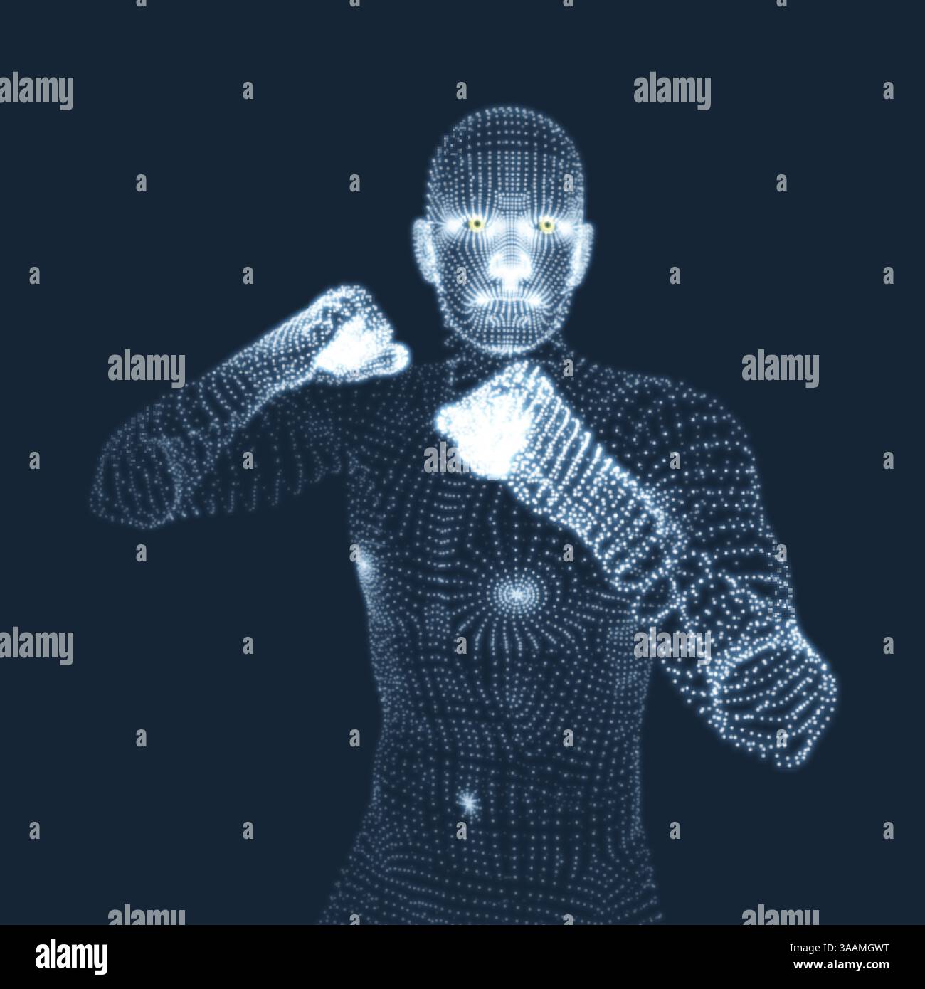 Boxer. Fighting Man. 3D Model of Man. Human Body Model. Body Scanning. View of Human Body ...