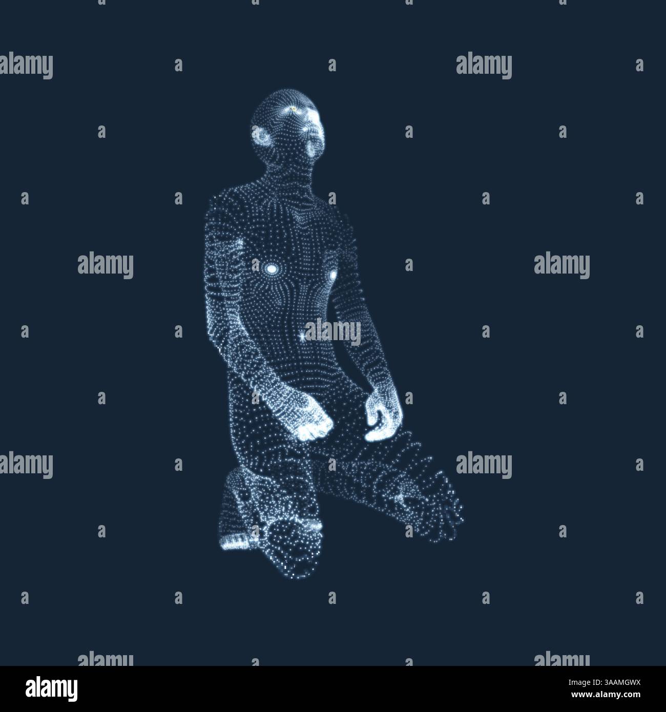 3D Model of Man. Man who prays. Concept for Religion, Worship, Love and ...