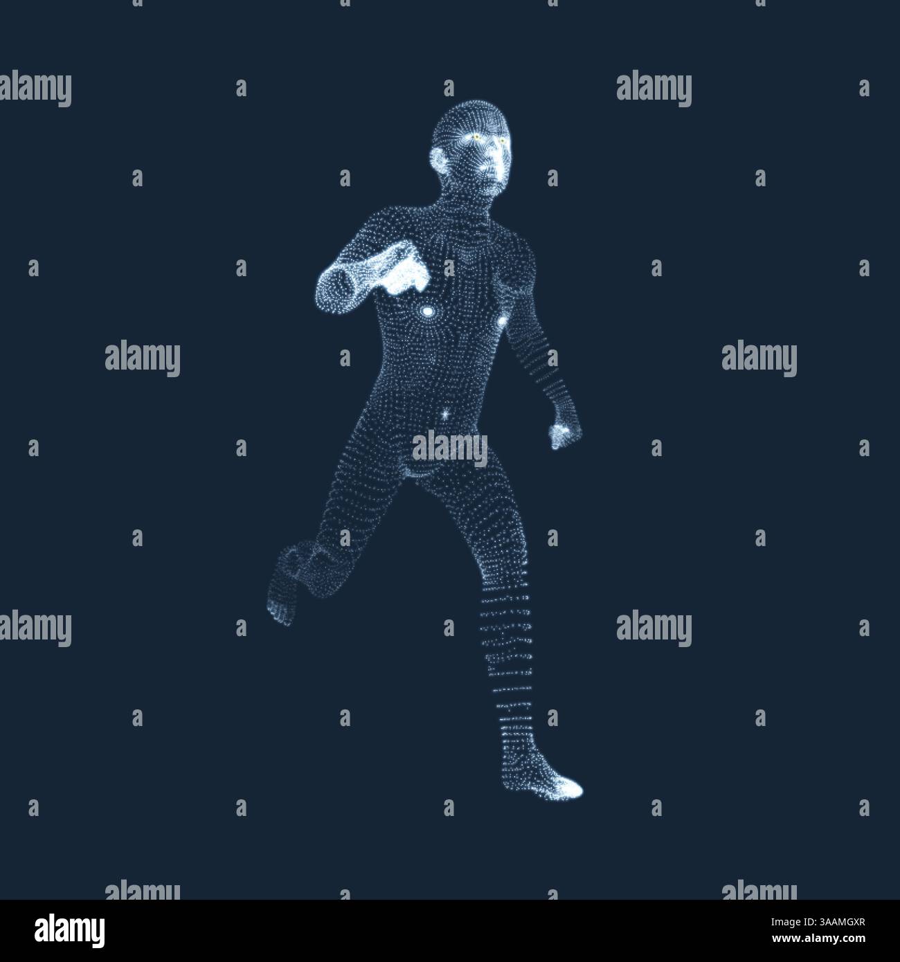 Running Man. Vector Graphics Composed of Particles. 3D Model of Man ...