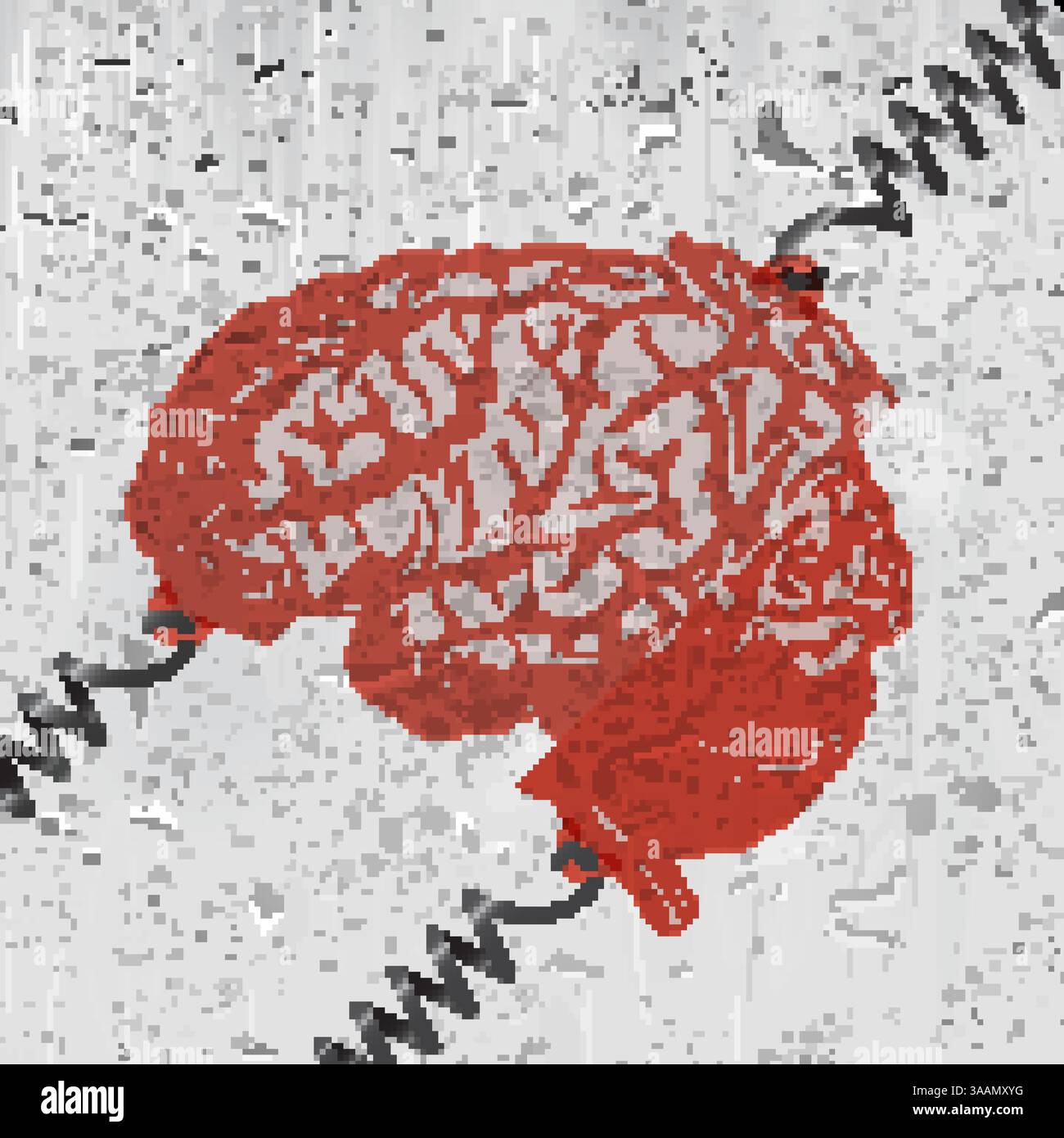 Vector image of a brain stretched by springs and torn in different ...