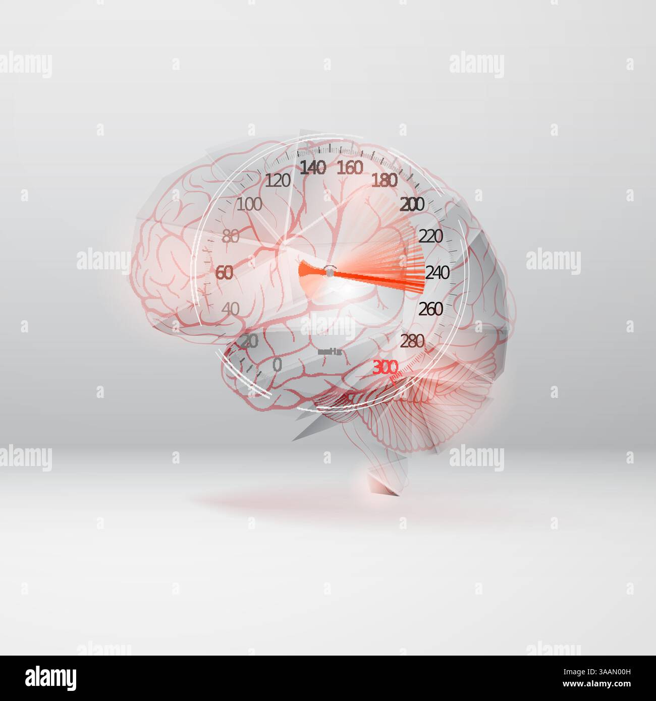 Sphygmomanometer with the rise of blood pressure and the brain as a ...