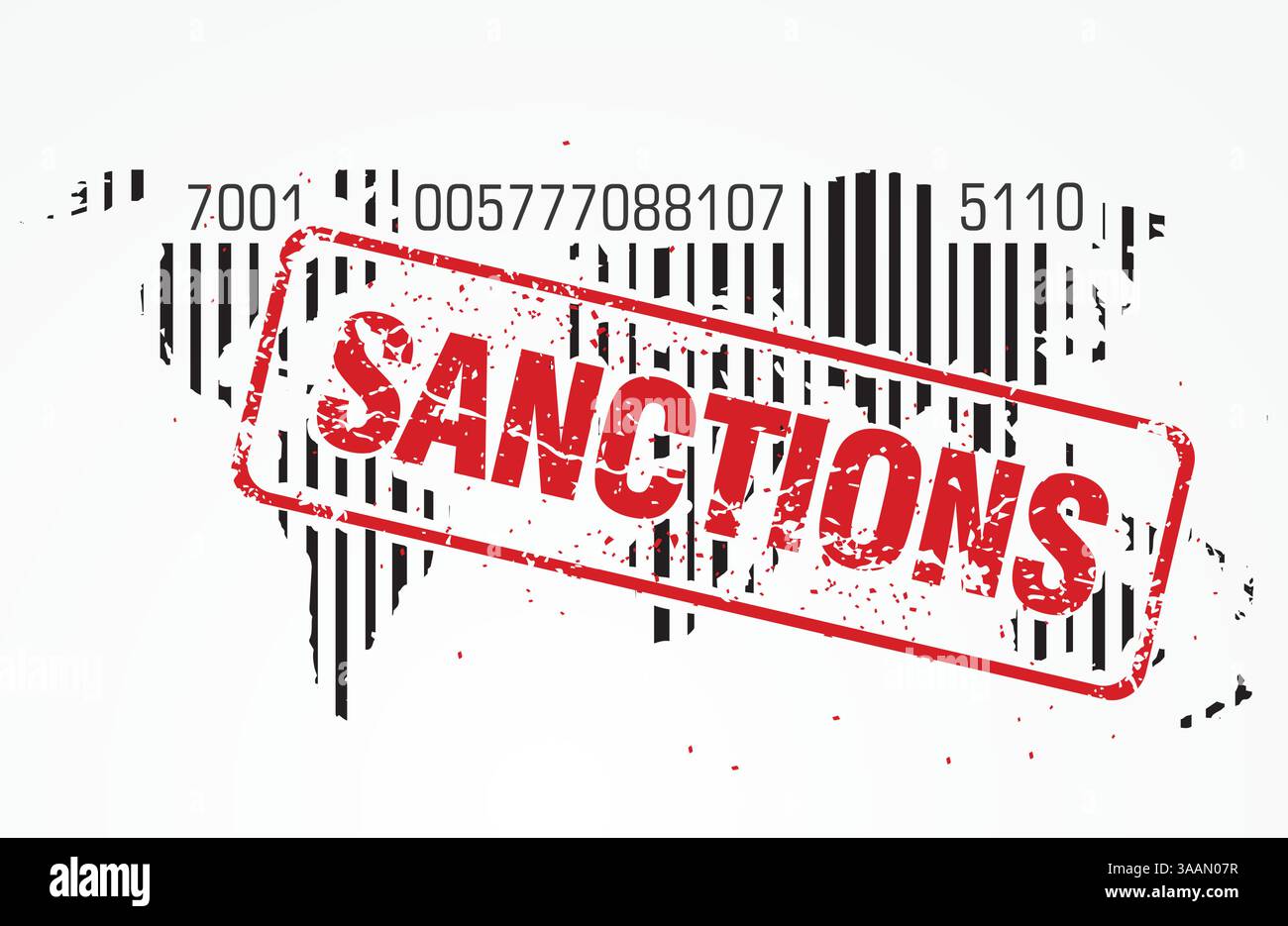 Sanctions and trade wars concept in the form of an ink stamp with the ...