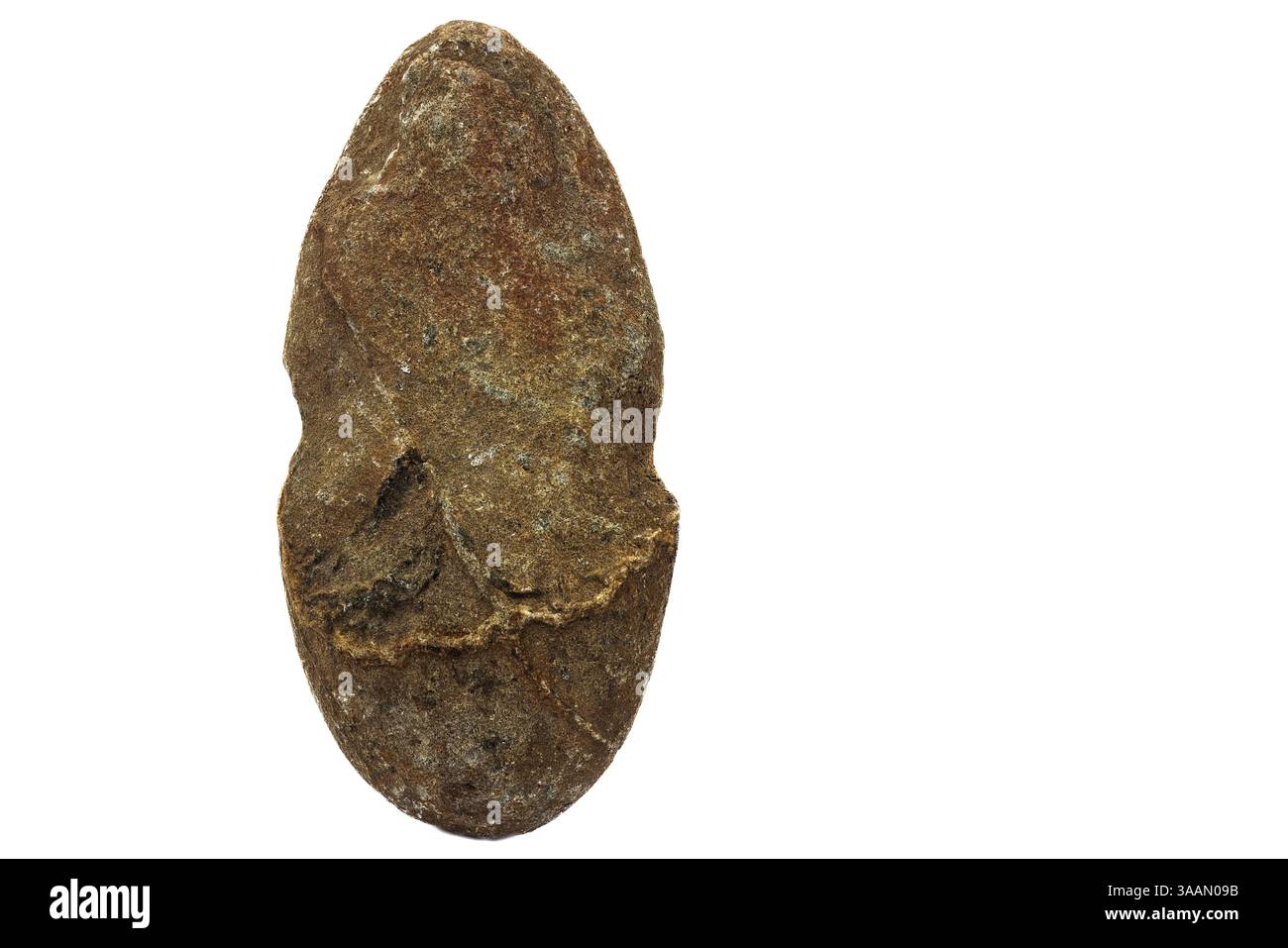 Ancient fishing net weight with carved notches isolated on white Stock ...