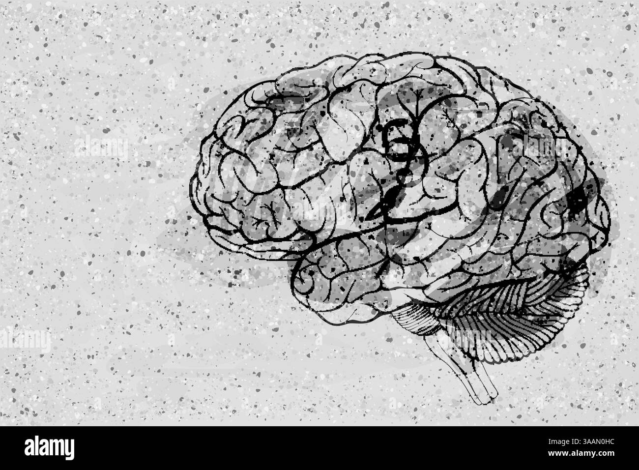 Graffiti grungy style human brain on concrete wall surface Stock Vector ...