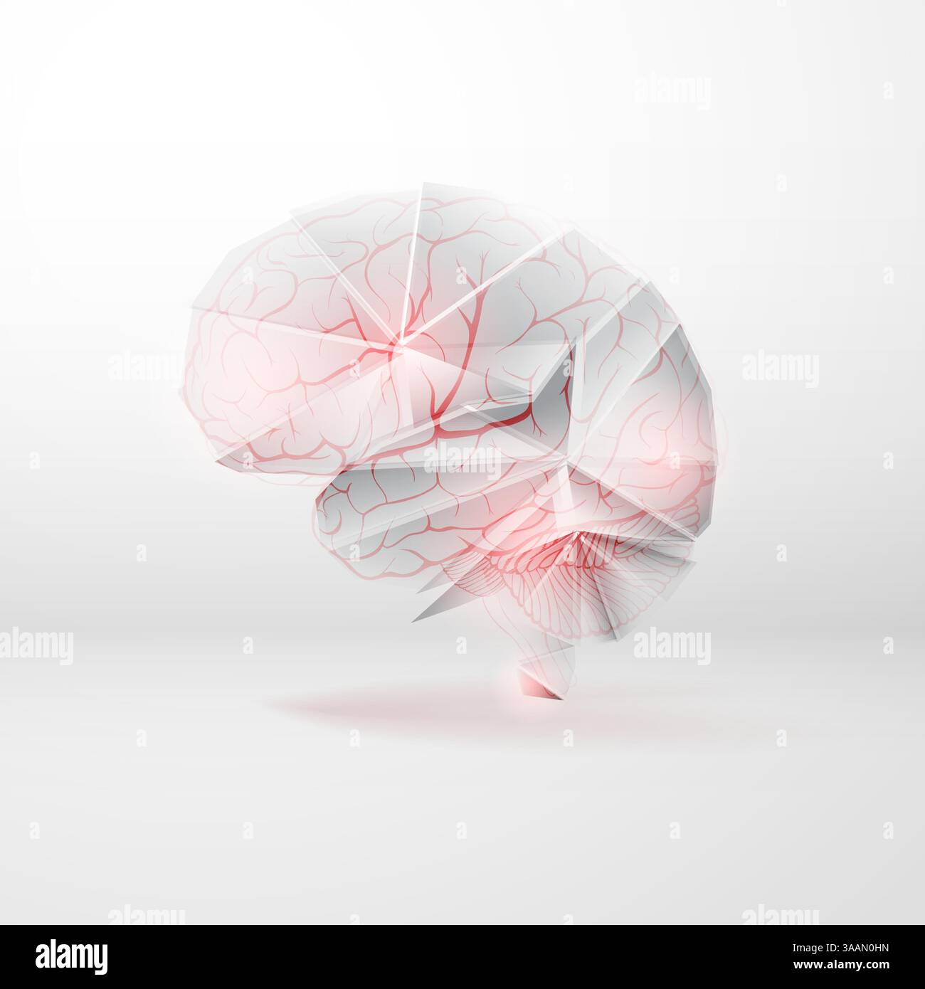 Vector abstract human brain with blood vessels (arteries) as ...