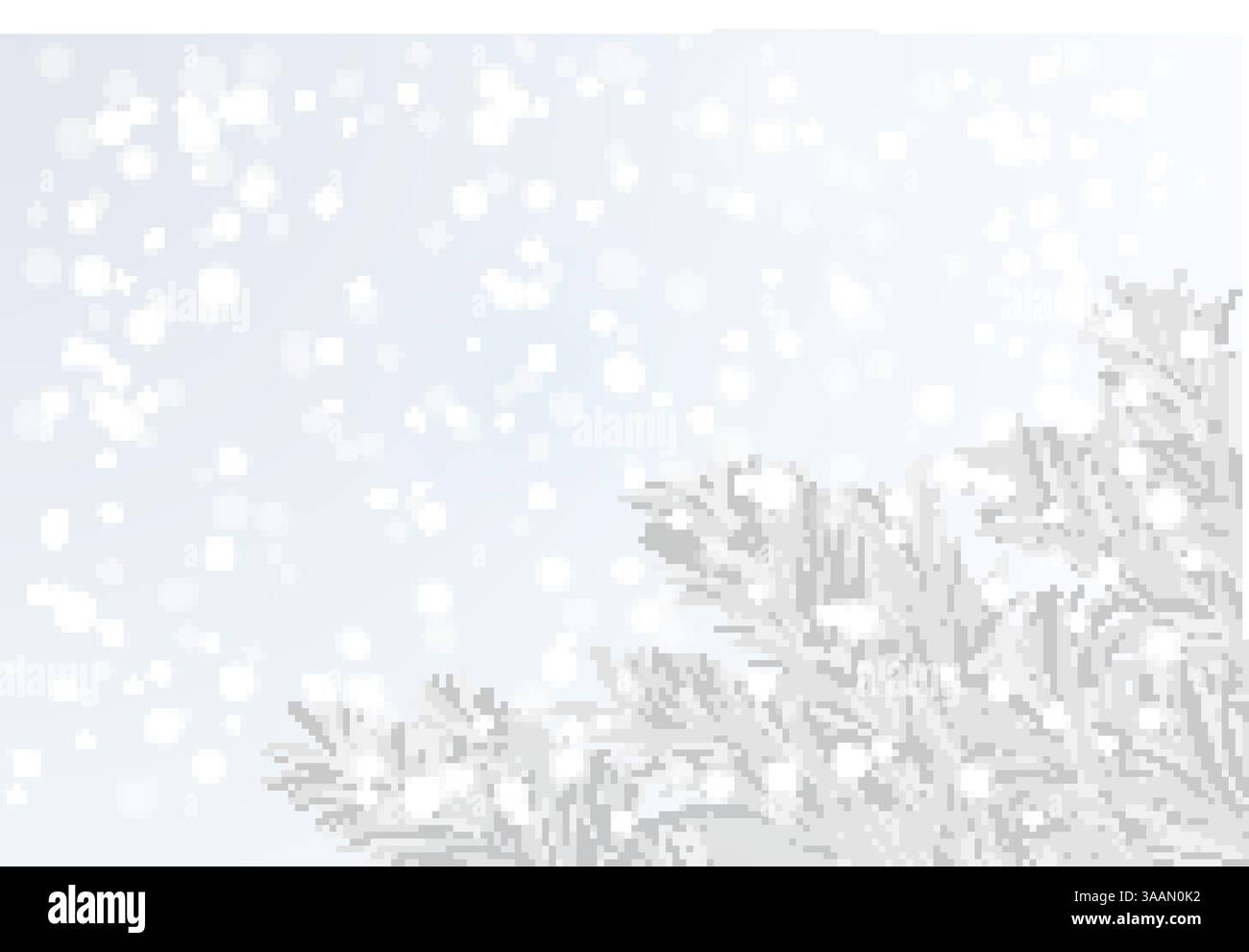 Winter tree branch xmas tree on a background of snowy frosty air as a ...