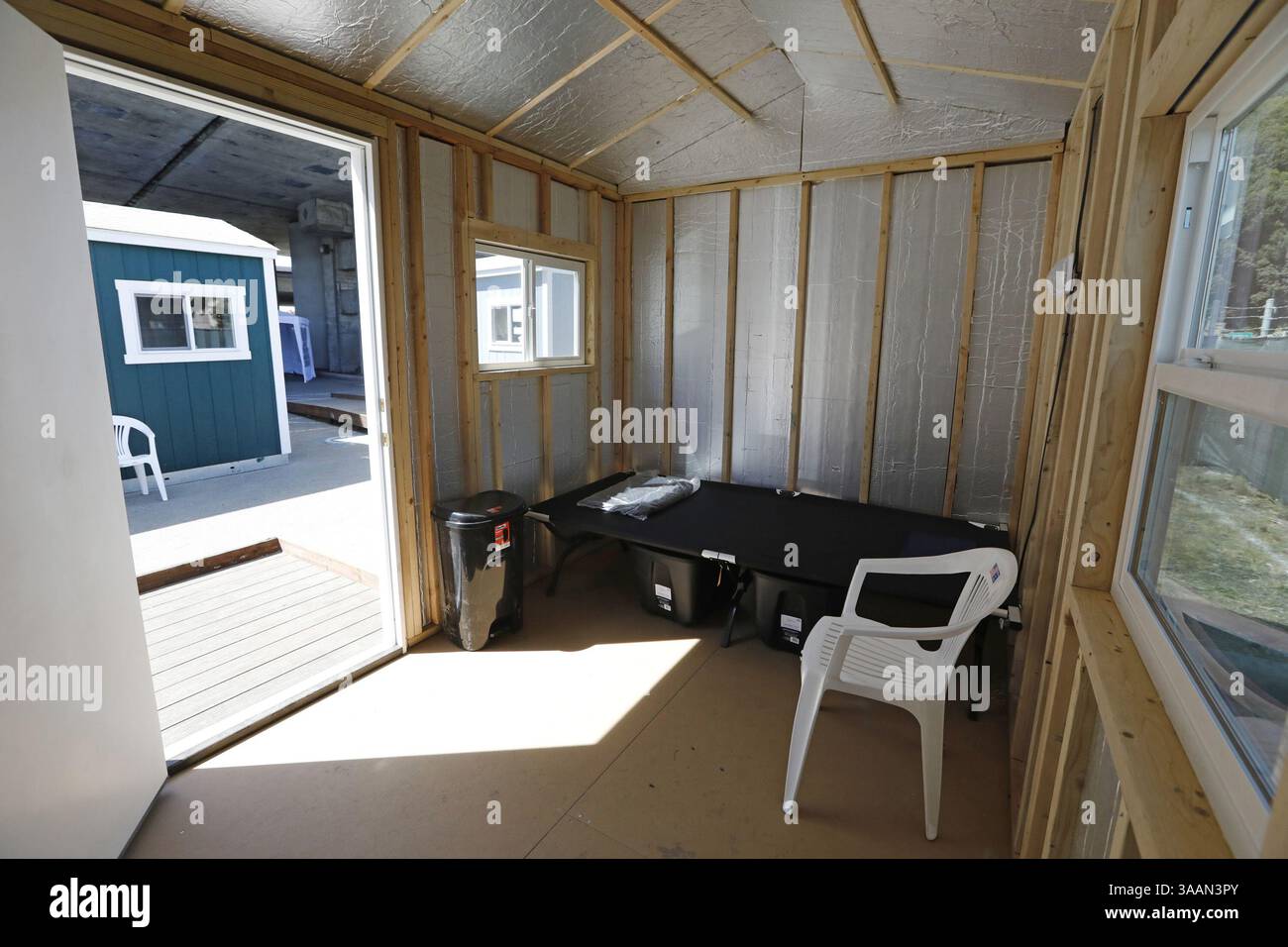 May 7, 2018 - Oakland, CA, USA - The interior of one of 20 Tuff Sheds ...