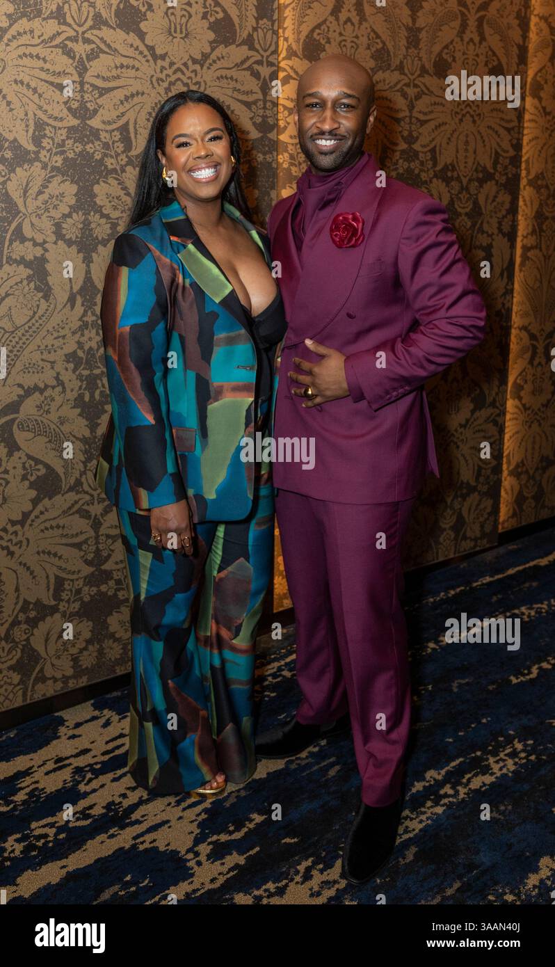 Rebecca Covington and Donald Webber Jr. attend press line after the ...