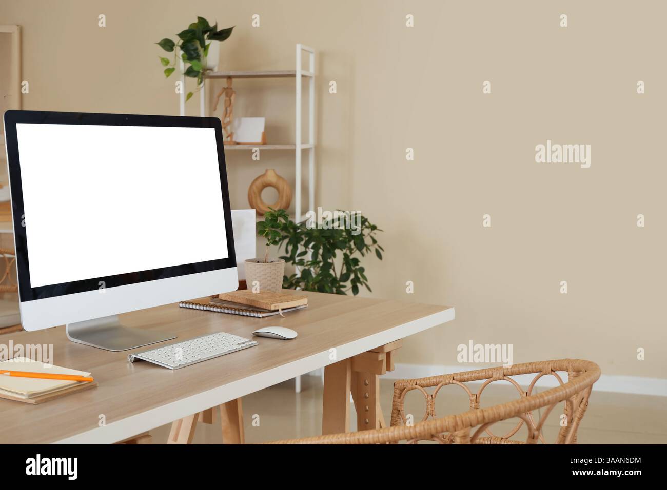 Interior of living room with programmer desk Stock Photo - Alamy