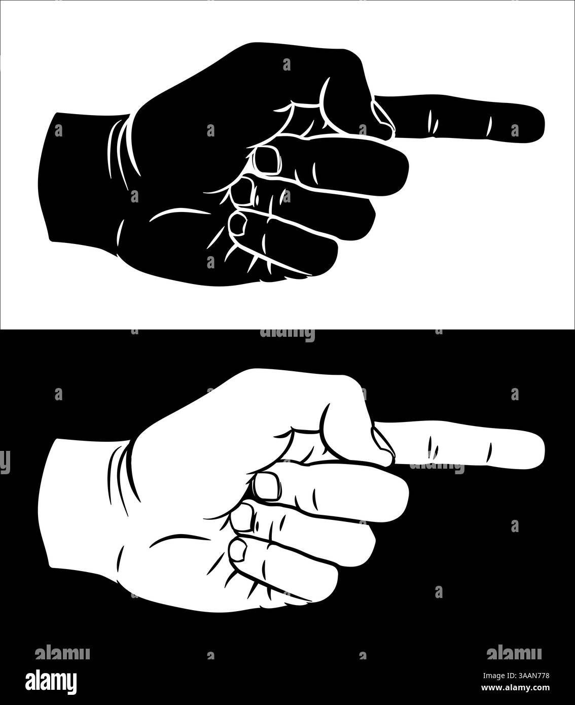 Hand Pointing Finger Etched Vintage Woodcut Style Stock Vector Image ...