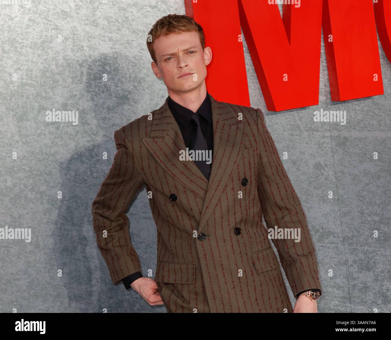 Anson Boon attends the Global Premiere of 'Mobland' held at the Odeon ...