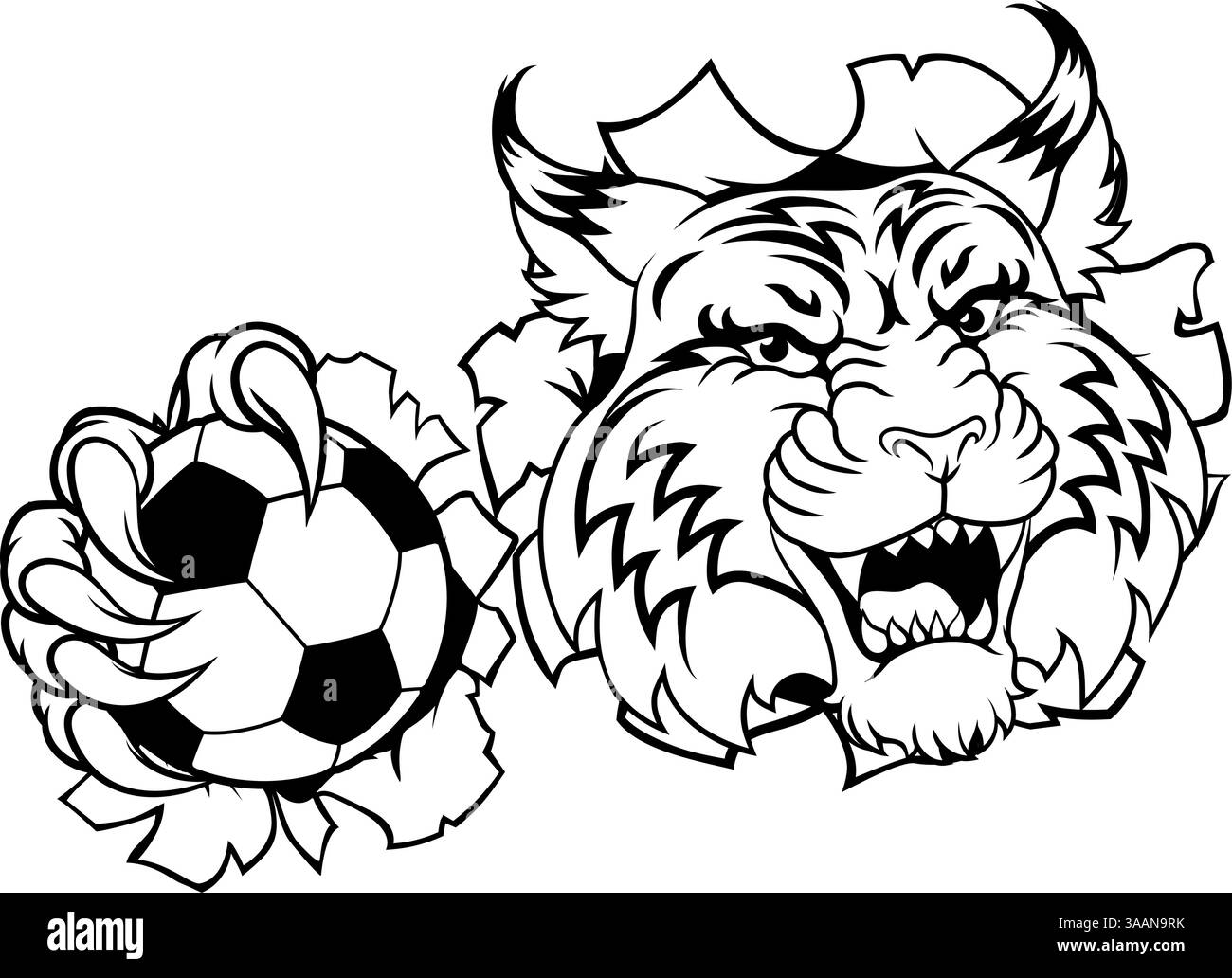 Wildcat Bobcat Soccer Football Animal Team Mascot Stock Vector Image ...