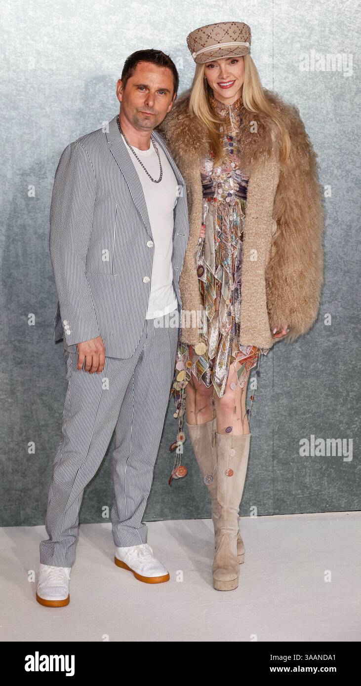 Matthew Bellamy and Elle Evans attend the Global Premiere of 'Mobland ...