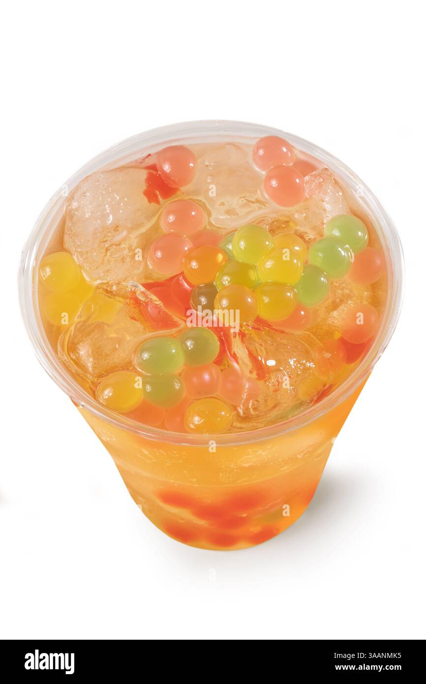 Bubble Tea, Isolated on White Background – Colorful, Fresh Orange Boba ...